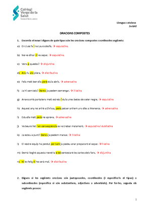 Exercicis Oracions Compostes sele - Exercicis de pronominalització de ...