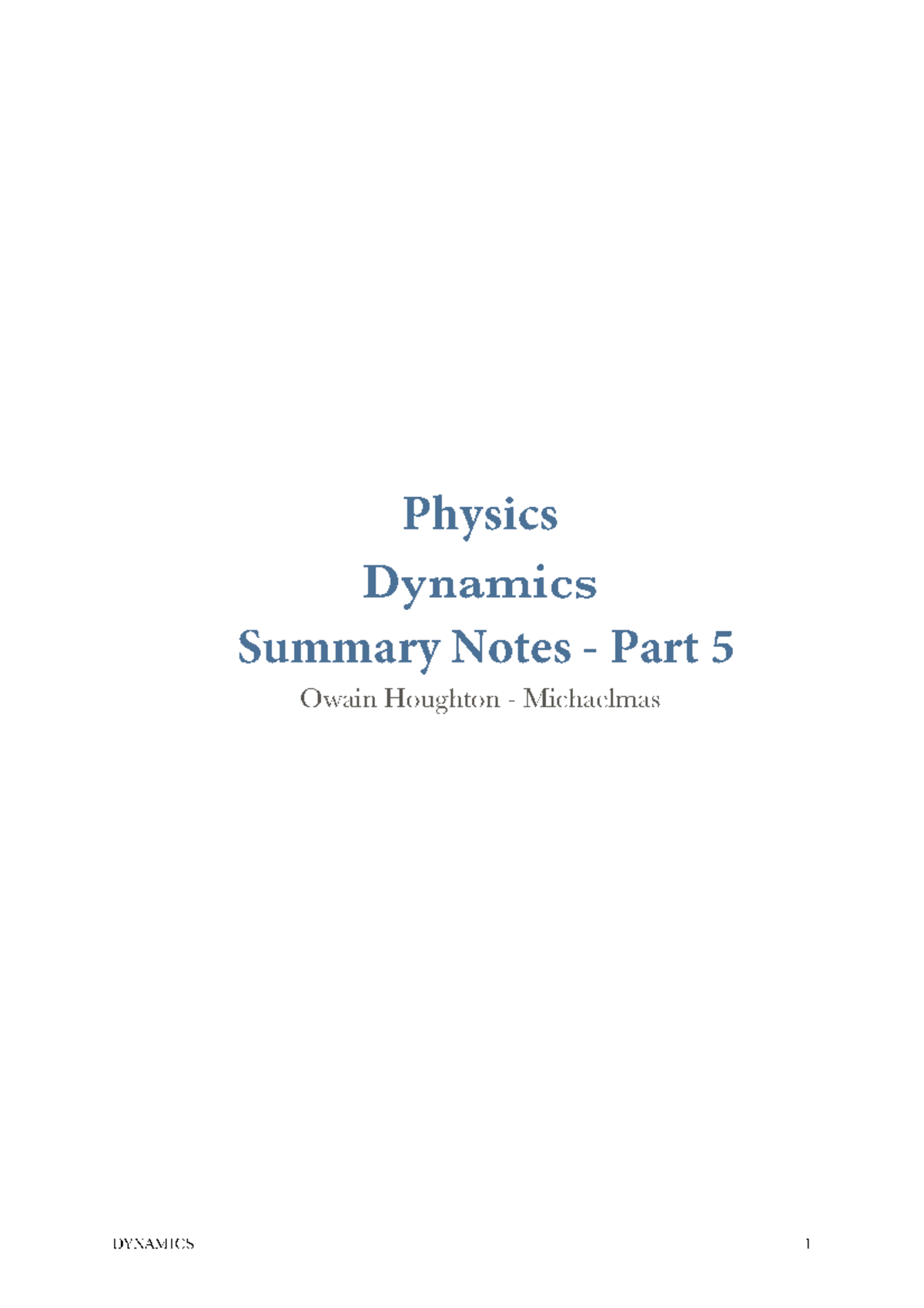 Natural Sciences - Physics - Dynamics - Part 5 - Physics Dynamics ...