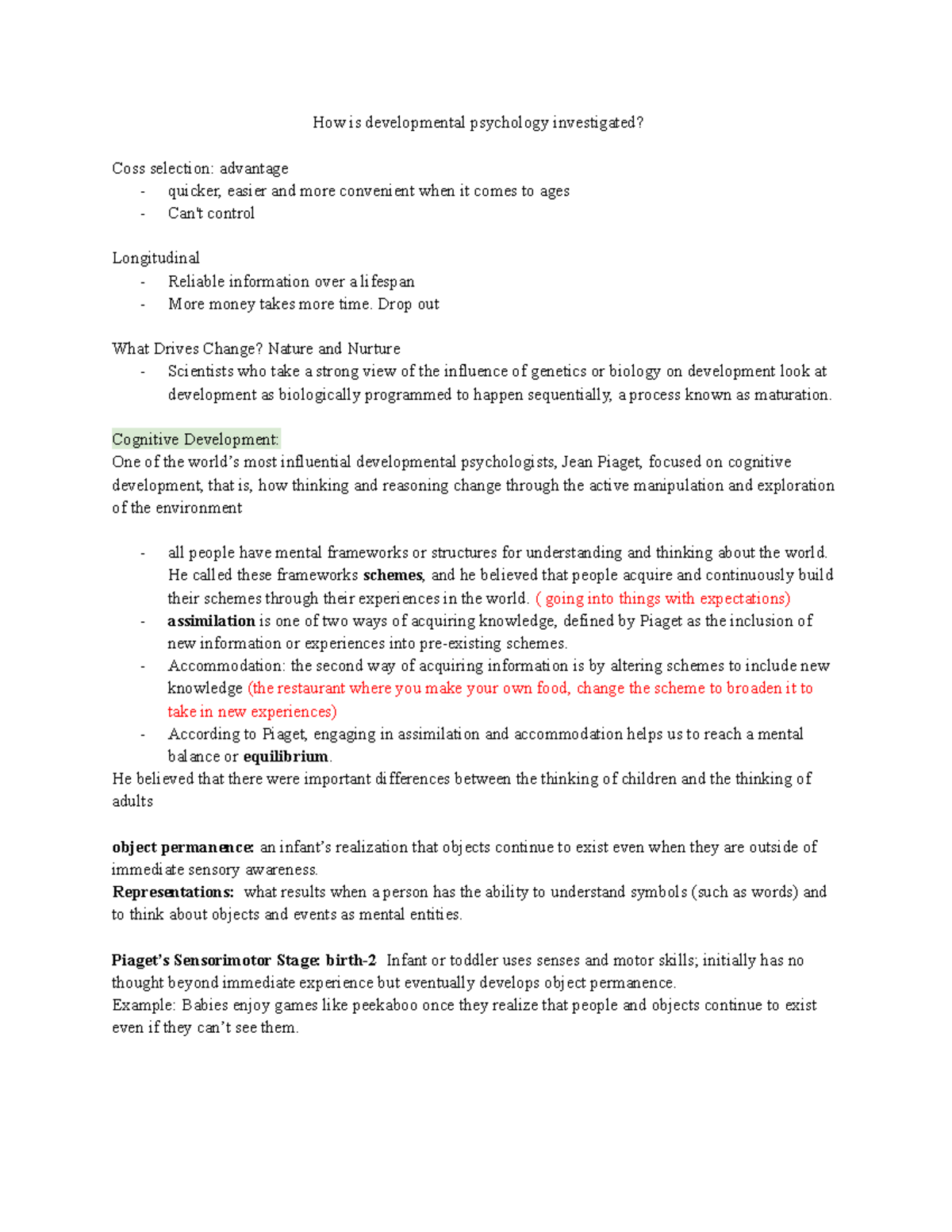 Week 2 - Chapter 4 LEC notes - How is developmental psychology ...