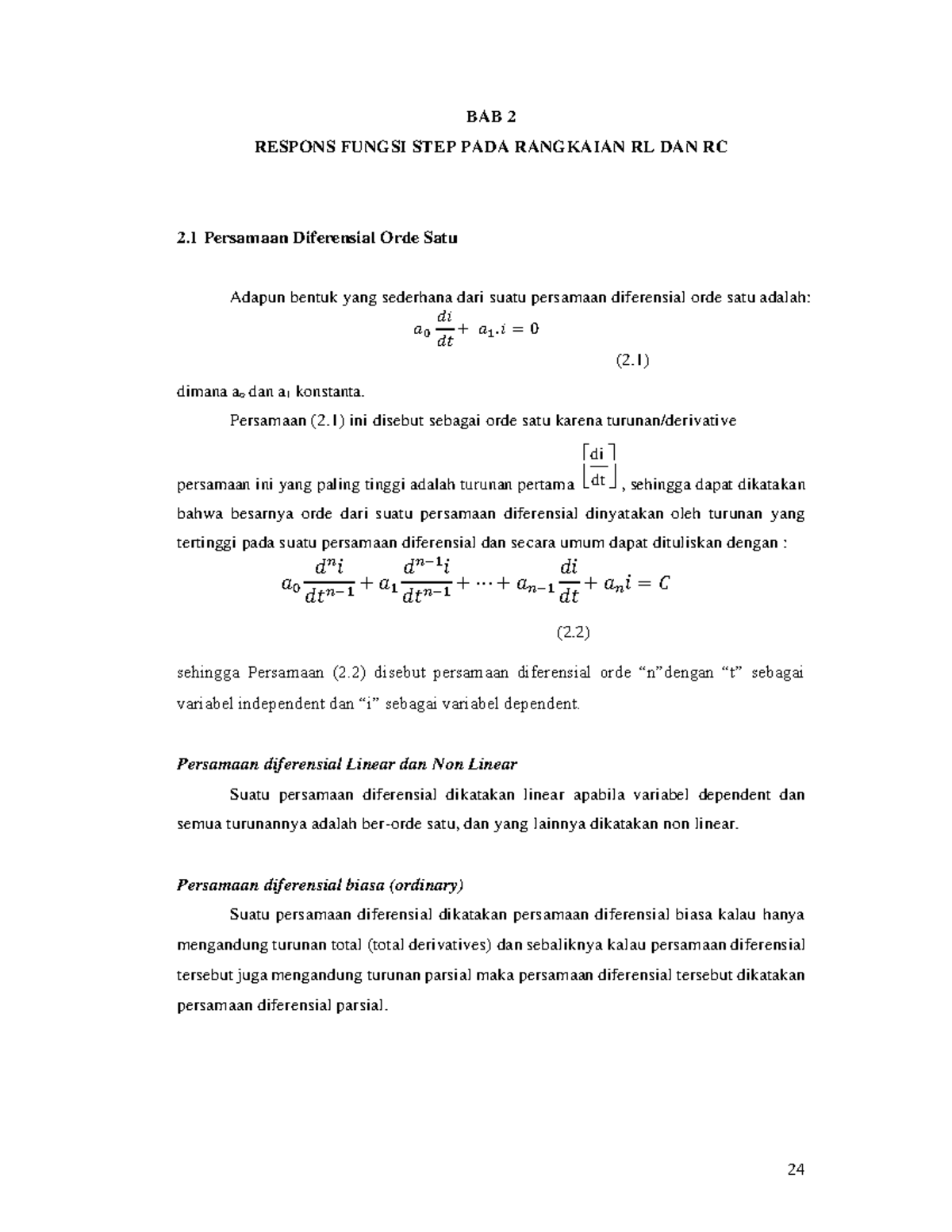 RL 5 - RL 5 - 24 BAB 2 RESPONS FUNGSI STEP PADA RANGKAIAN RL DAN RC 2 ...