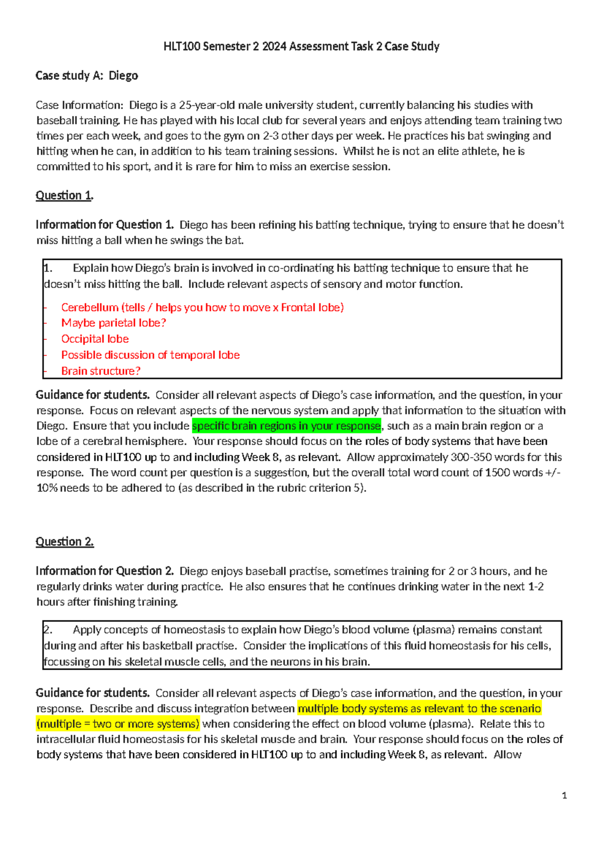 Task 2 template - HLT100 Semester 2 2024 Assessment Task 2 Case Study ...
