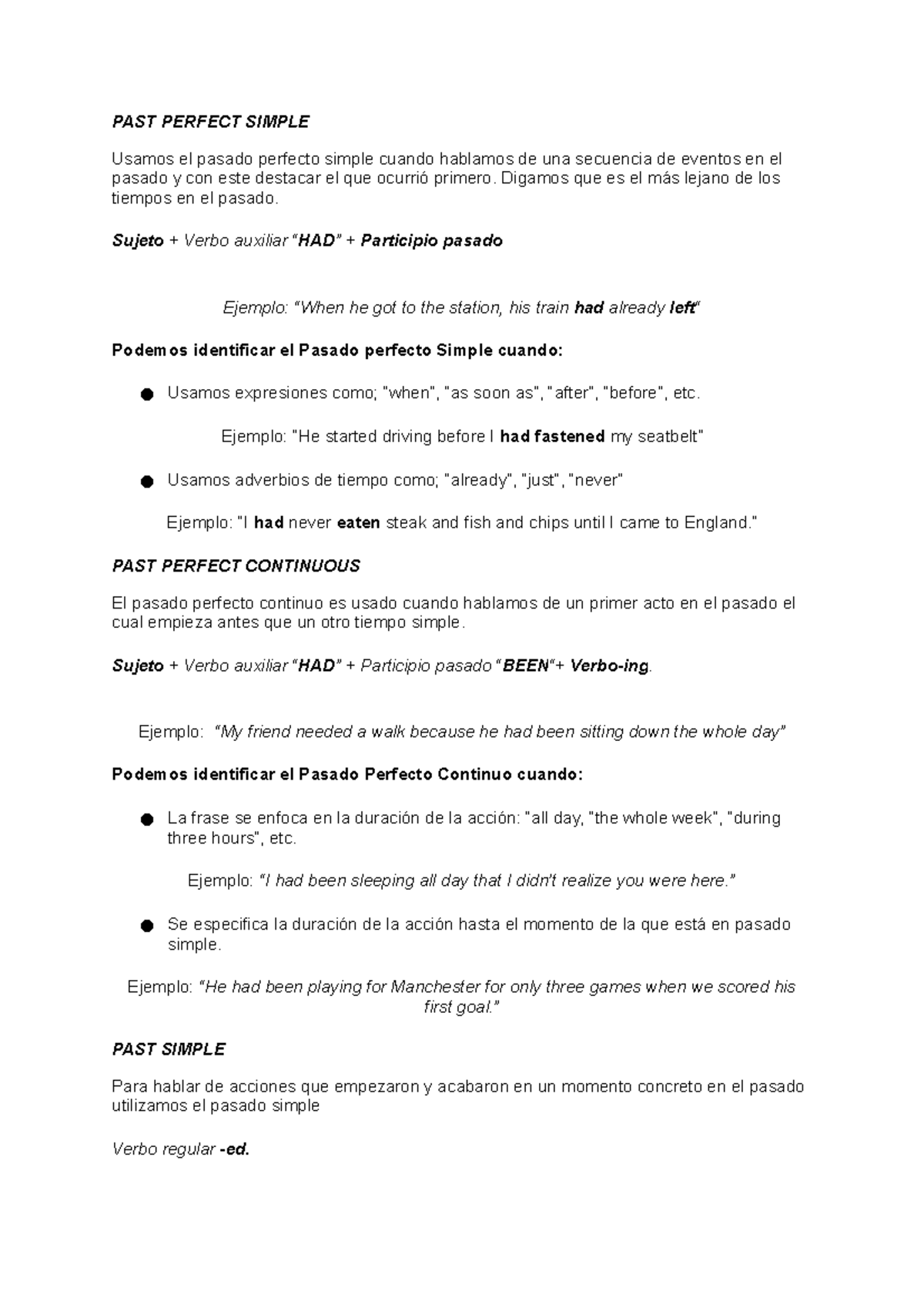 IngléS - qpoihepfiheqk - PAST PERFECT SIMPLE Usamos el pasado perfecto ...