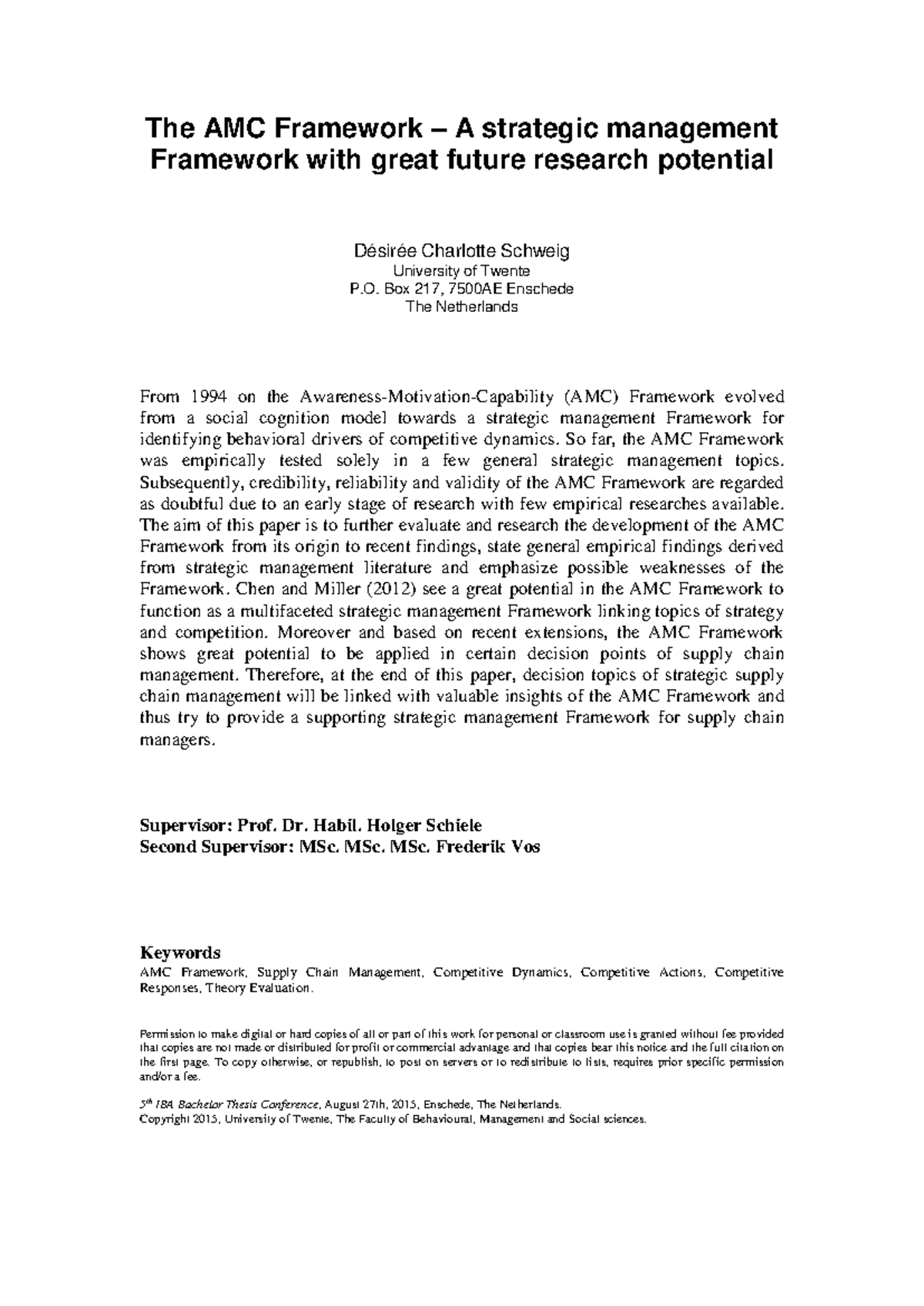 Schweig BA Managementand Governance - The AMC Framework – A strategic ...