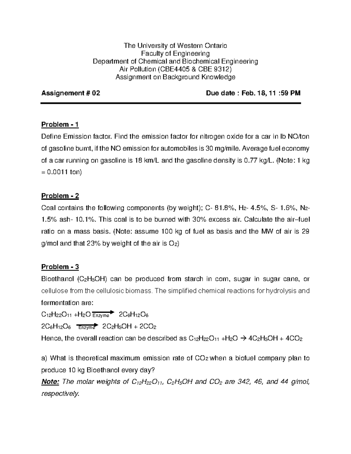 Assignment 2-1 - Air pollution - The University of Western Ontario ...