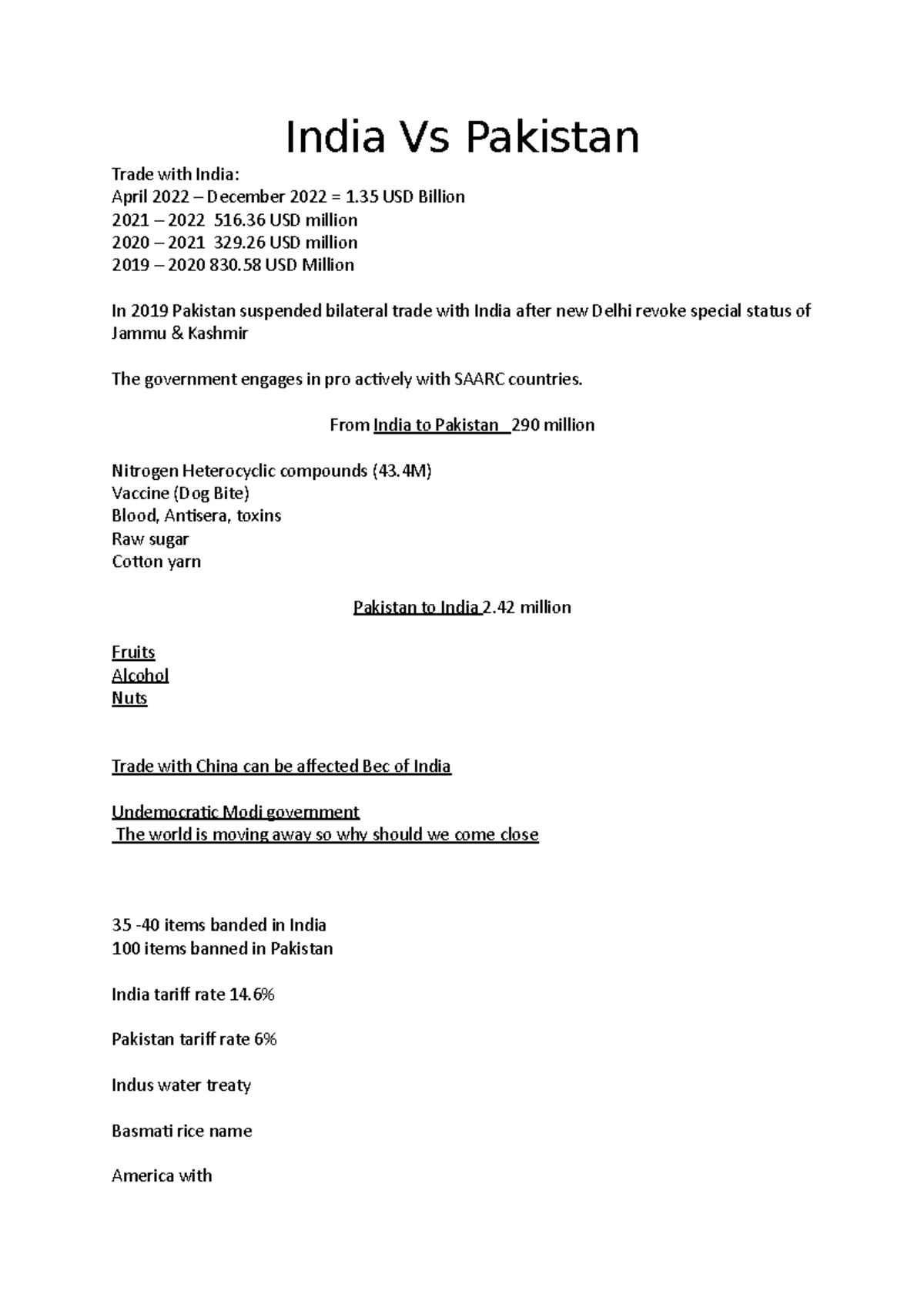 India Vs Pakistan - it is quite clear - India Vs Pakistan Trade with ...