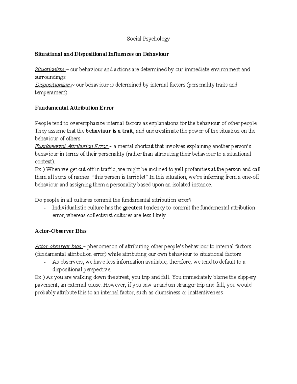 Social Psychology - Social Psychology Situational and Dispositional ...