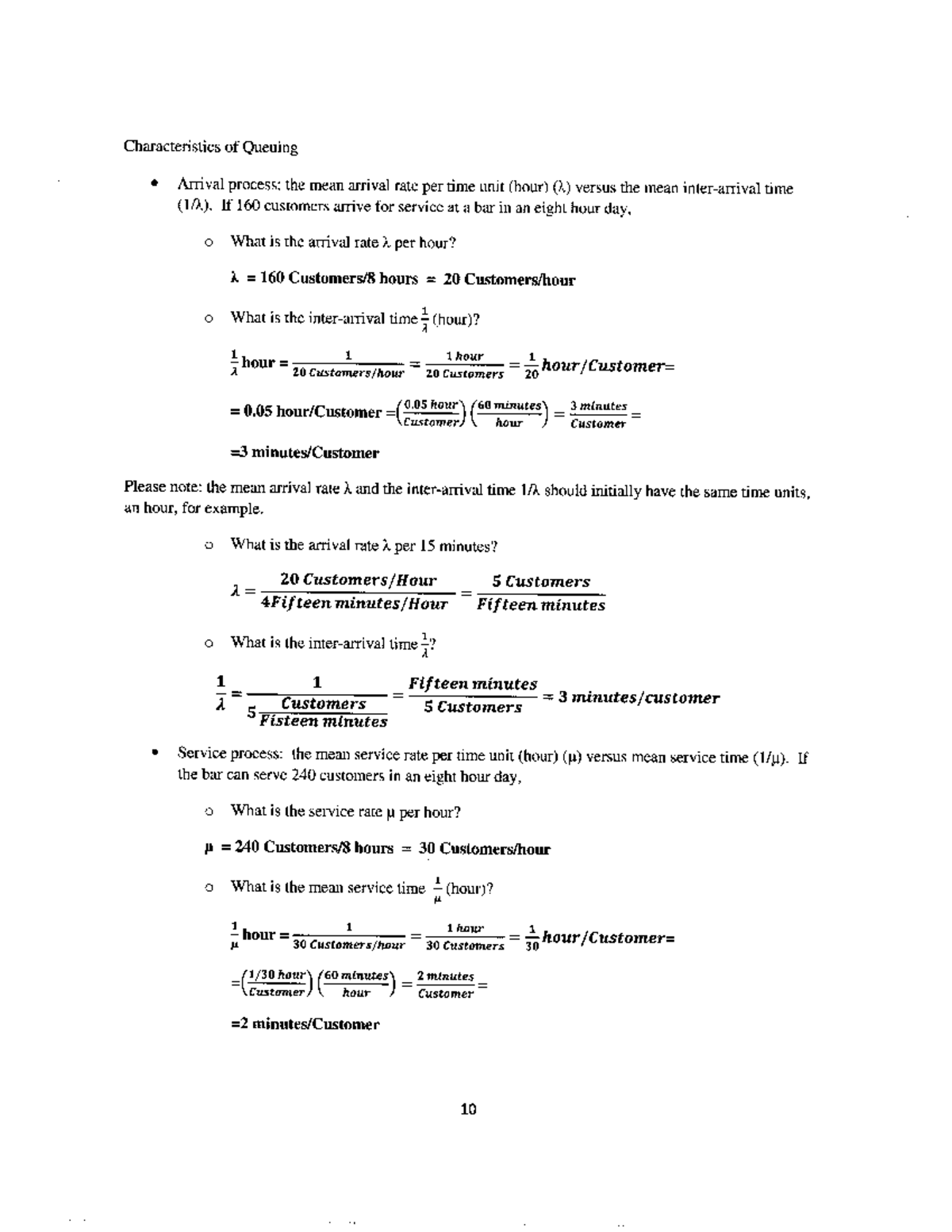 Lecture Queue - • - Characteristics of Queuing Arrival process: the ...