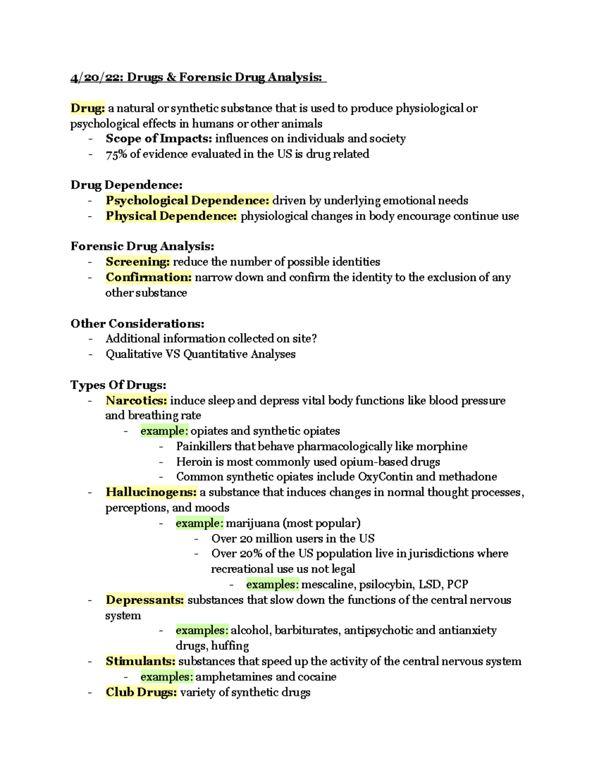 Bones, bugs, forensic science final exam - 4/20/22: Drugs & Forensic ...