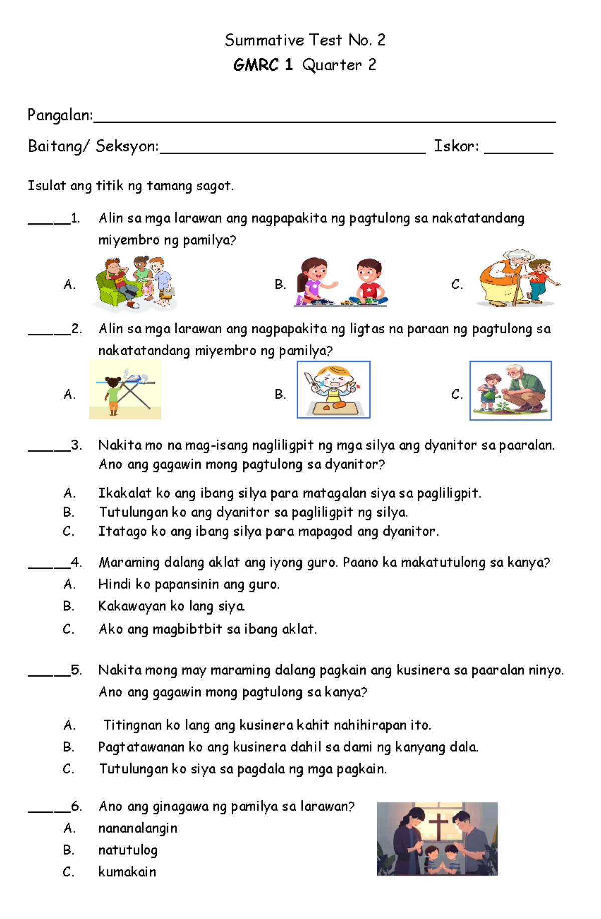 QTR 2 Summative TEST 2 1 - heee - Summative Test No. 2 GMRC 1 Quarter 2 ...