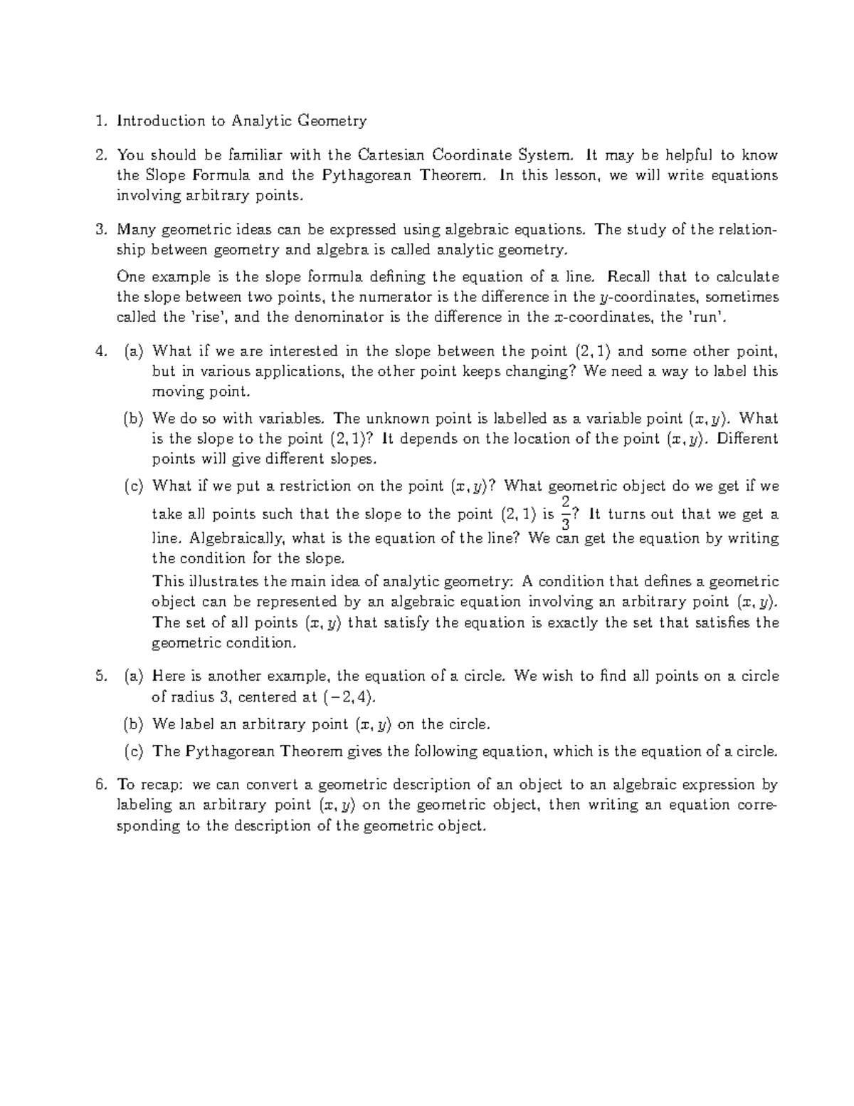 Intro to Analytic Geomtery script - Introduction to Analytic Geometry ...