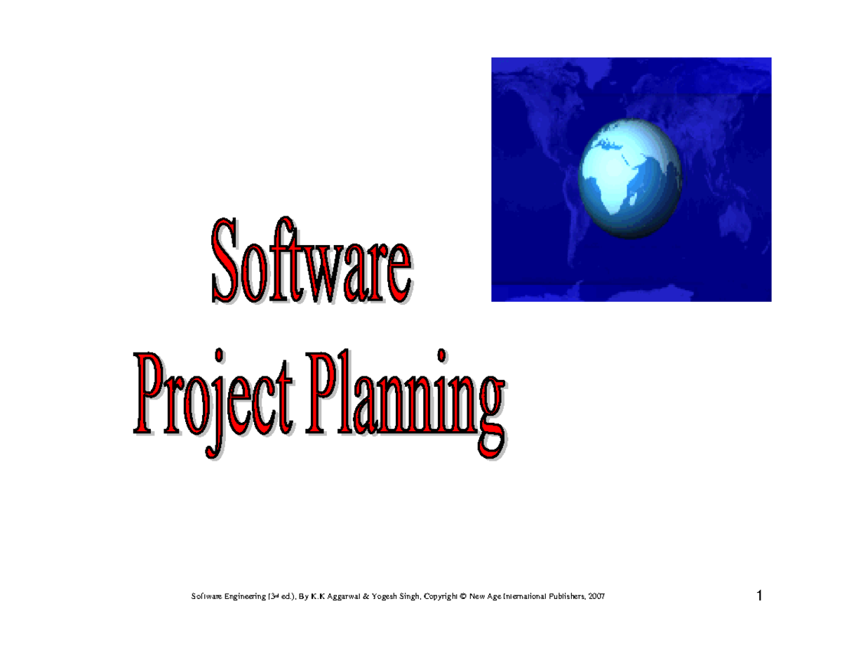 Chapter 4 Software Project planning - Software Engineering ( rd ed ...