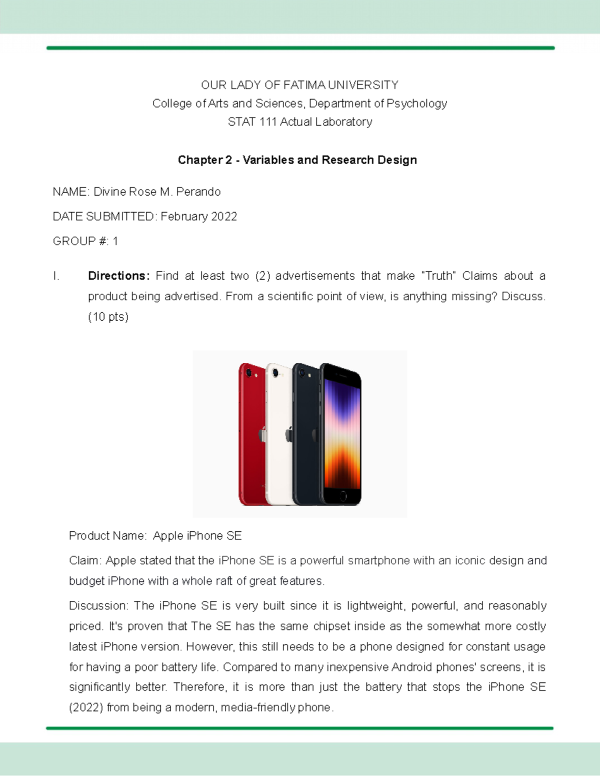 Chapter 2 - Variables and Research Design - OUR LADY OF FATIMA ...