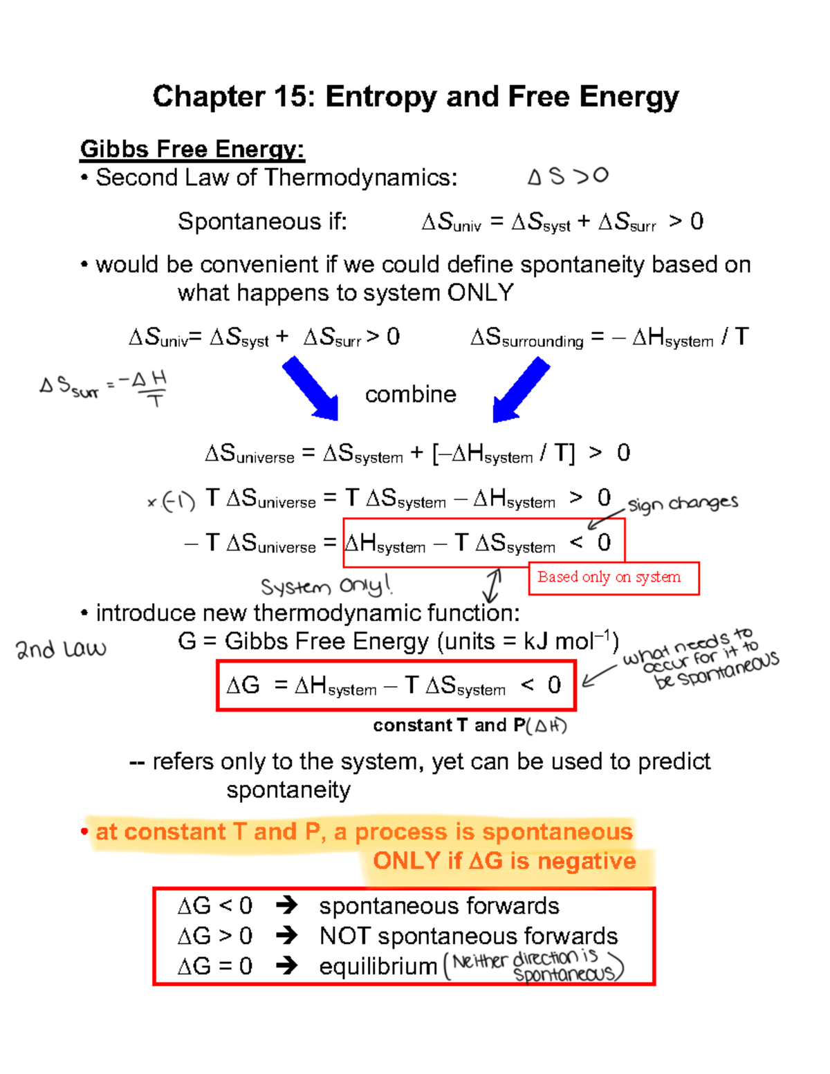 Chap 15 pt4 Gibbs Free Energy - Chapter 15: Entropy and Free Energy ...