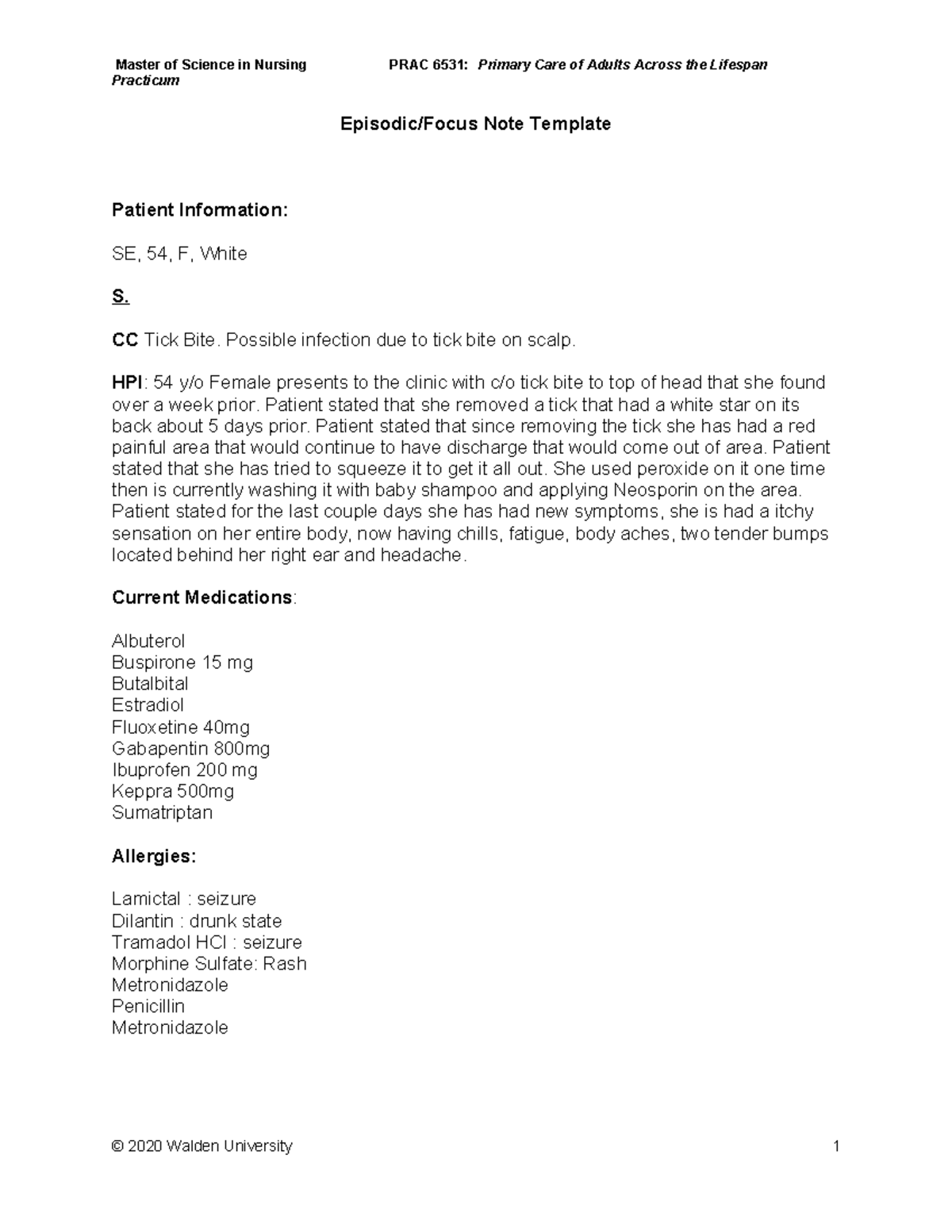 PRAC 6531 Episodic Focused CW - Practicum Episodic/Focus Note Template ...