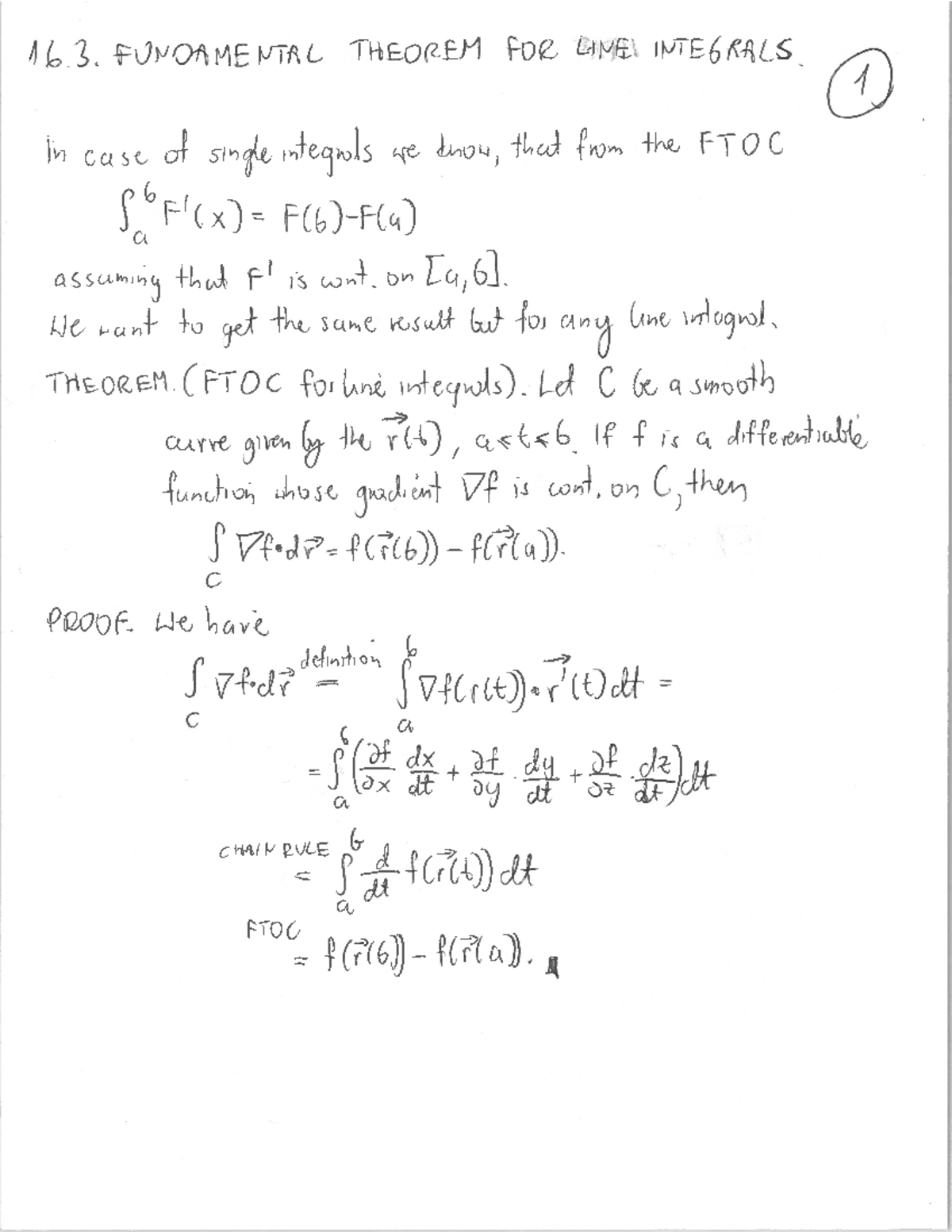 Chapter 16.3 - Fundamental Theorem of Calculus for Line Integrals ...