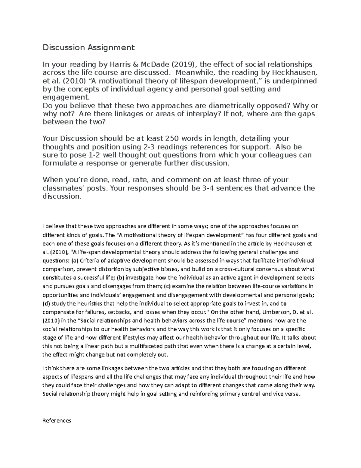 DF WEEK ONE - DISCUSSION FORUM - Discussion Assignment In your reading ...