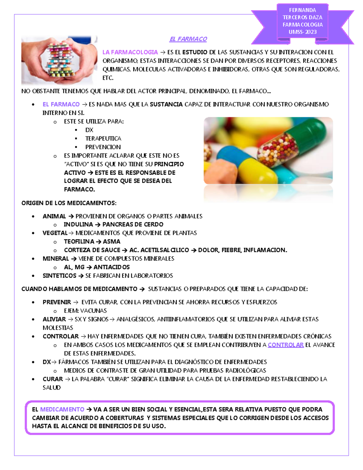 el farmaco basado en el libro de katsun y clases teoricas - EL FARMACO LA FARMACOLOGIA ES EL ...