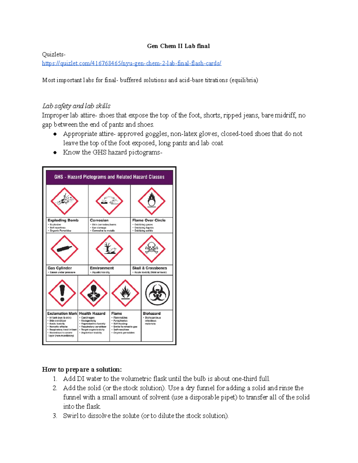 Gen chem II lab final - Summaries of all labs, including concepts and ...