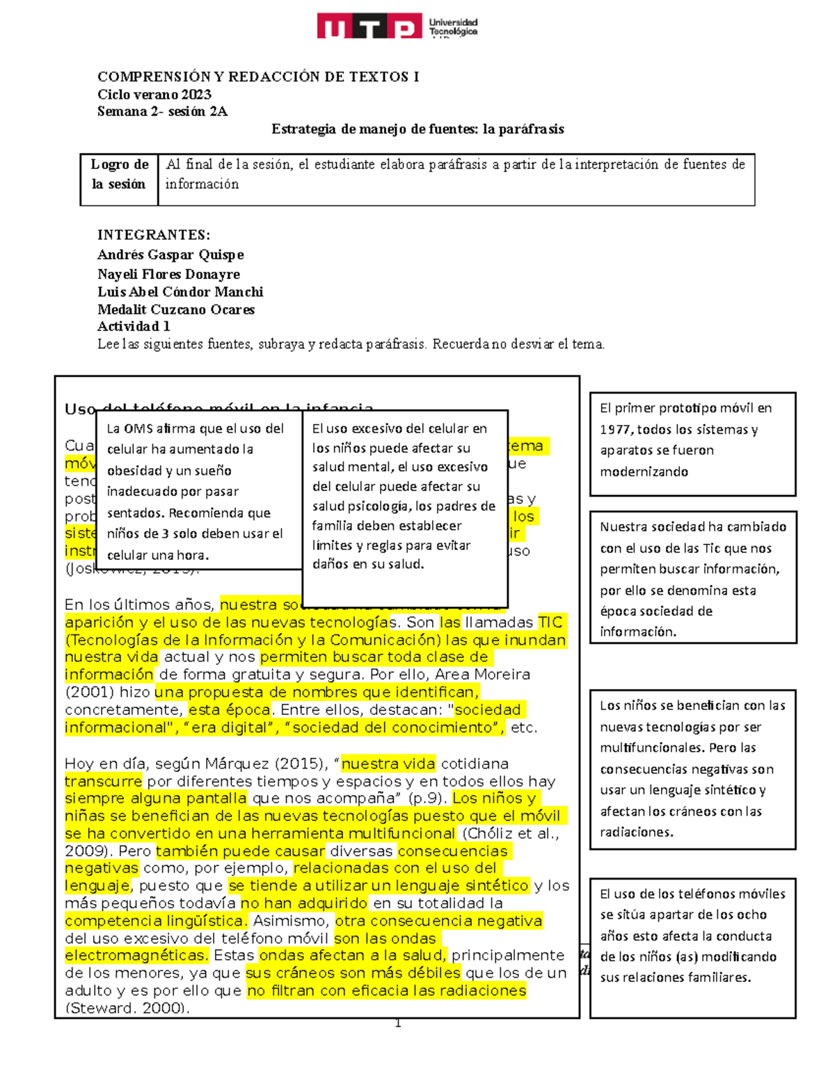 S02.s2A La paráfrasis estrategia de manejo de información (material ...