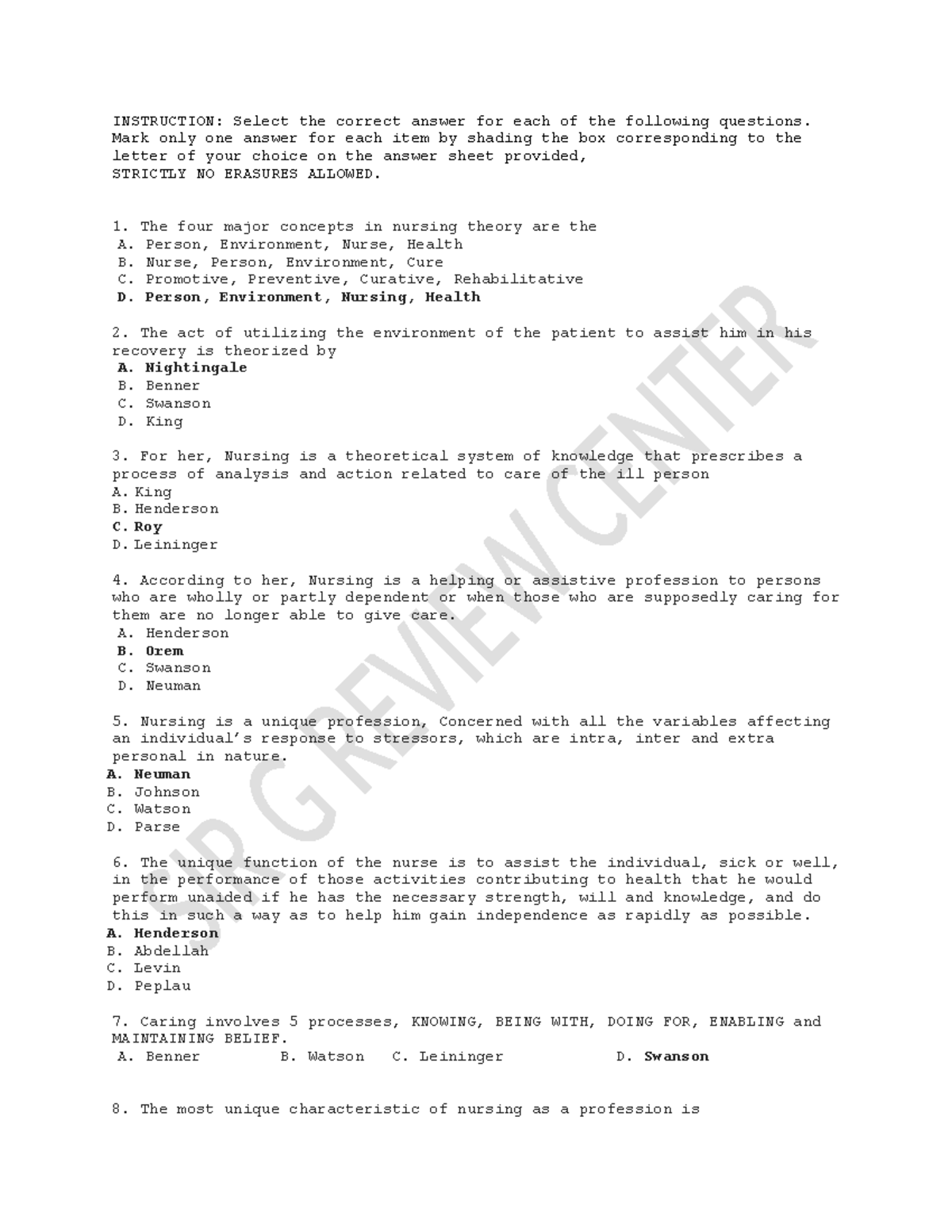 NDJC Fundamental of nursing - INSTRUCTION: Select the correct answer ...