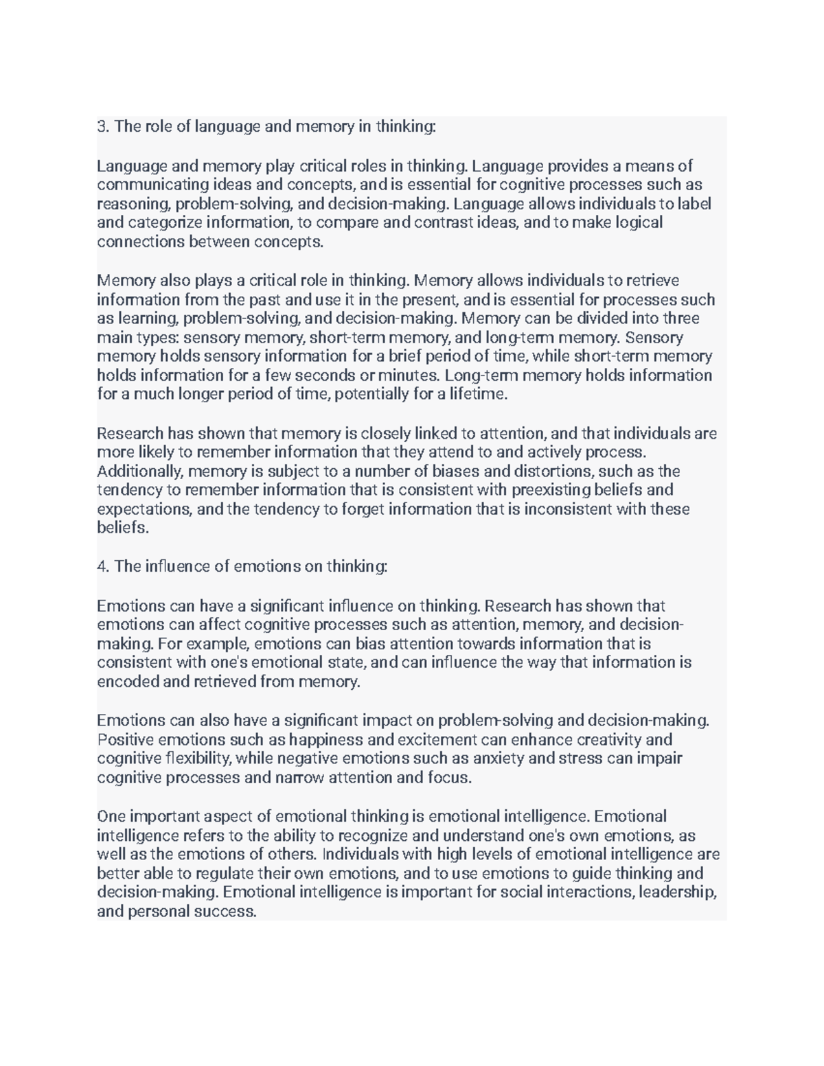 Thinking 3-4 - Units 3 and 4 - The role of language and memory in ...