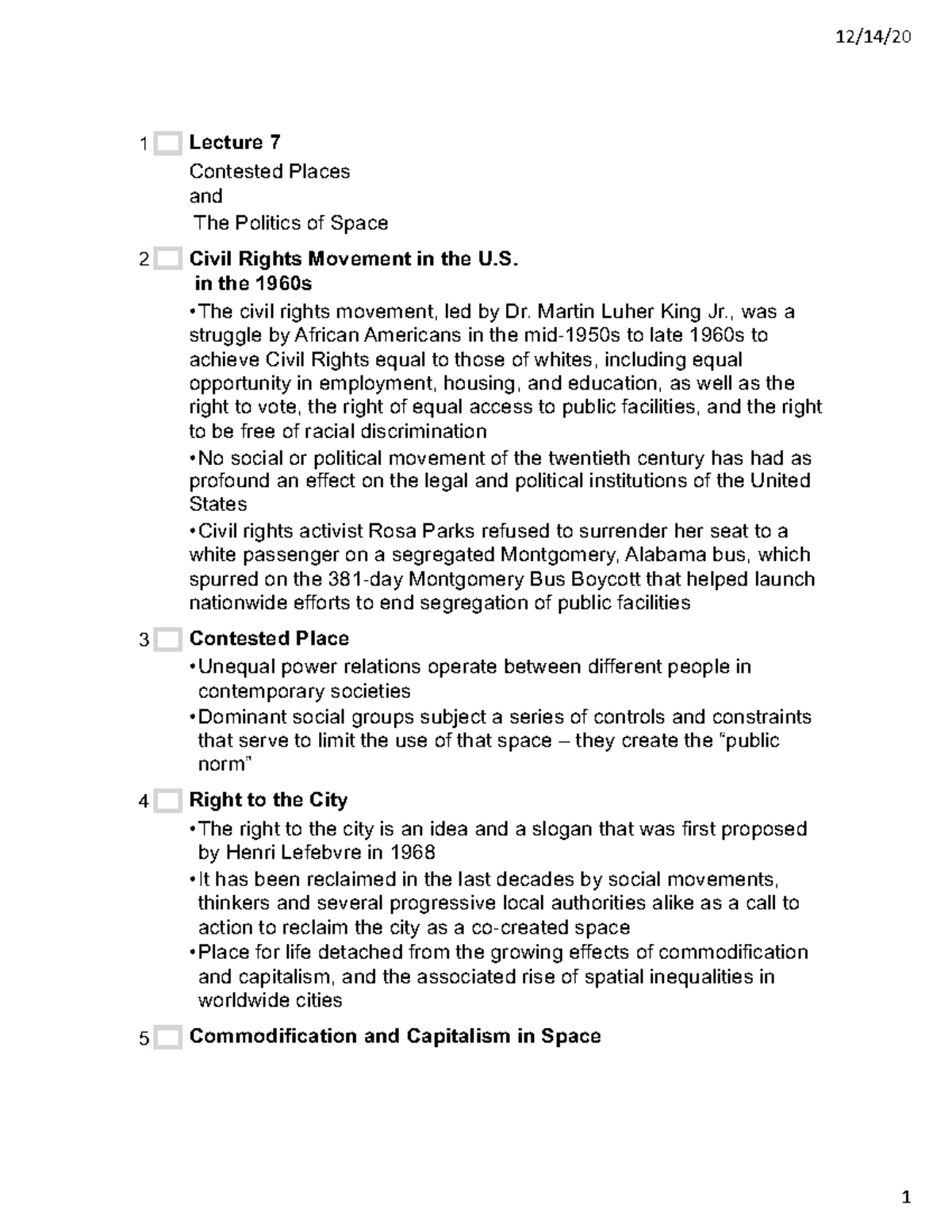 Lecture 7 - Contested Places and the Politics of Space (with audio ...