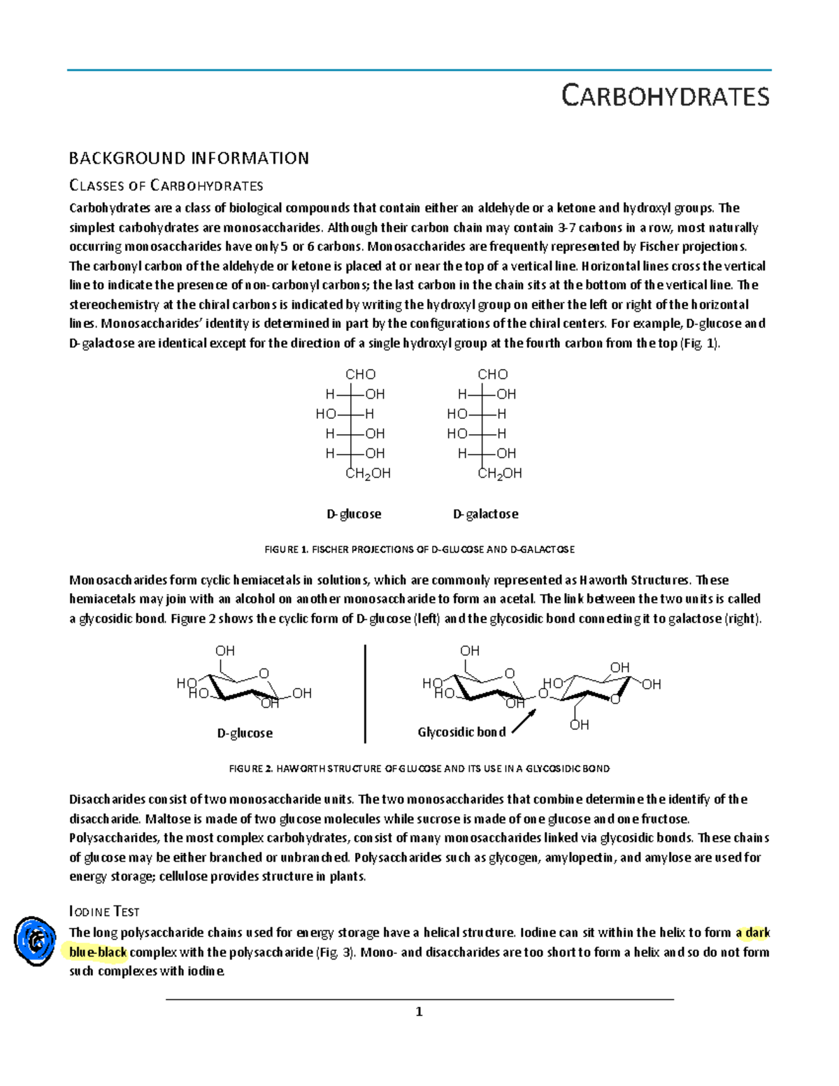 Carbohydrates lecture - 1 CARBOHYDRATES ####### BACKGROUND INFORMATION ...