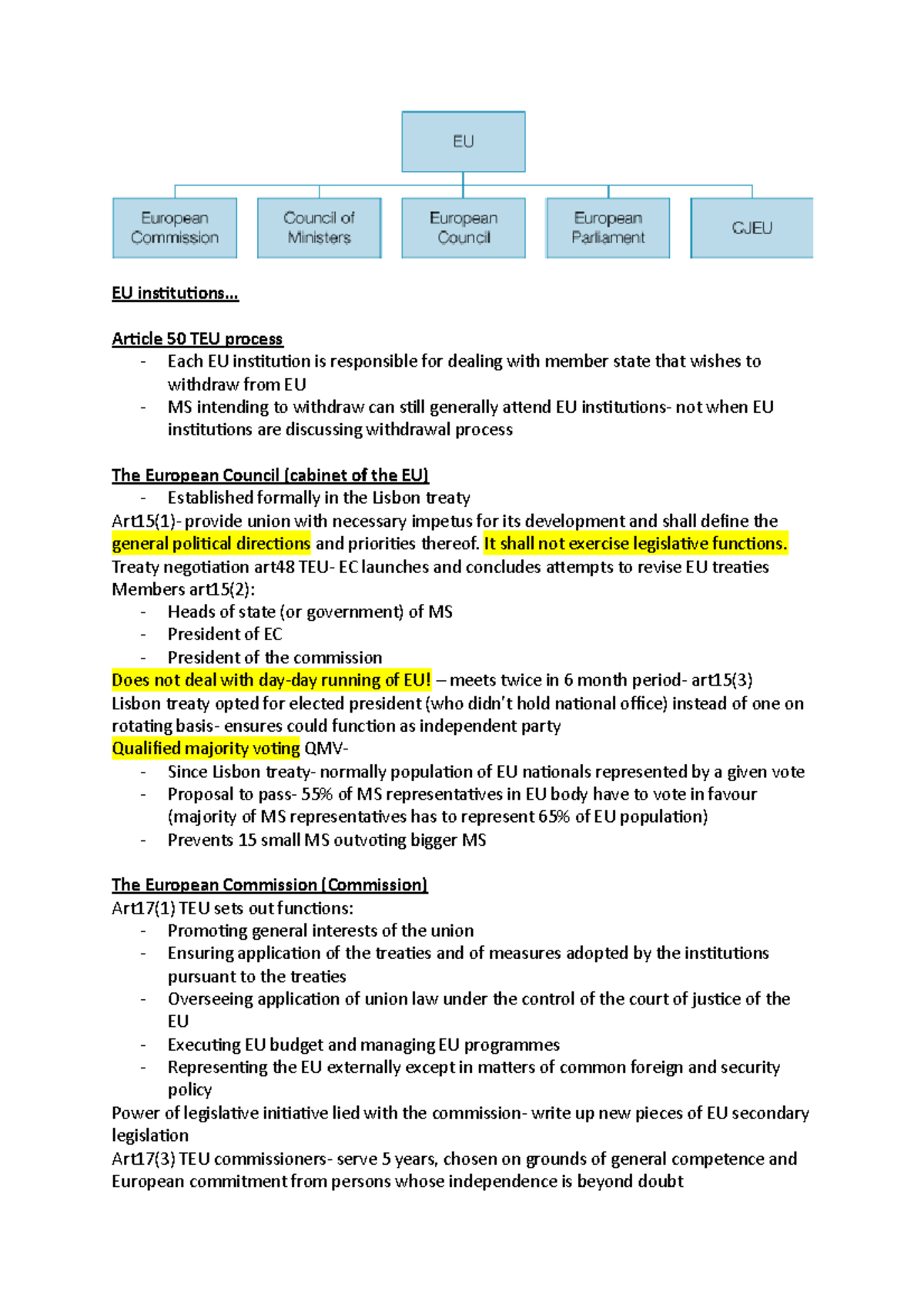 EU institutions - Ox - Studocu
