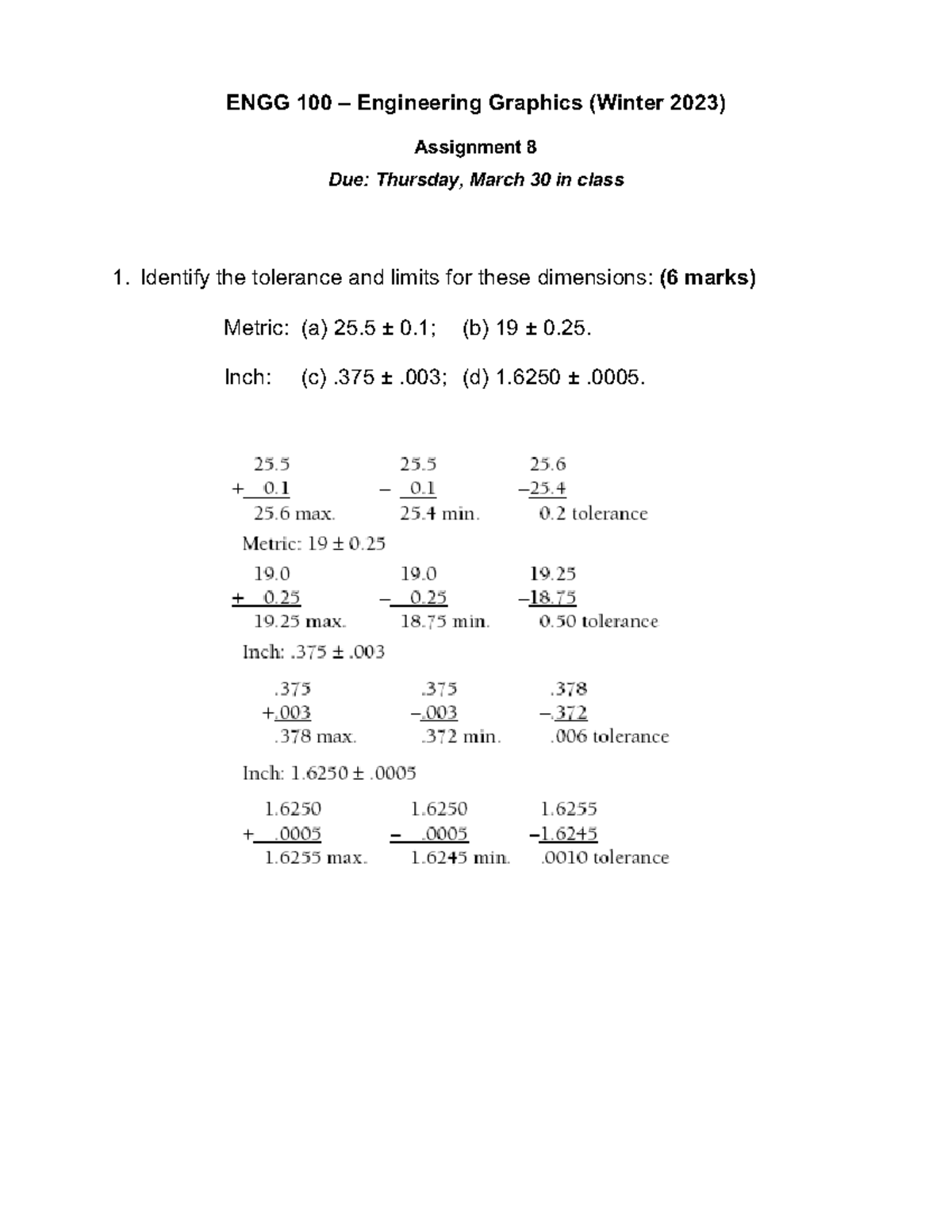 ENGG 100 A8 - W2023 Solutions - ENGG 100 – Engineering Graphics (Winter ...