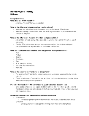 Chapter 1 (pt3 - Google Docs - Chapter 1 (pt) Intro to Physical Therapy ...
