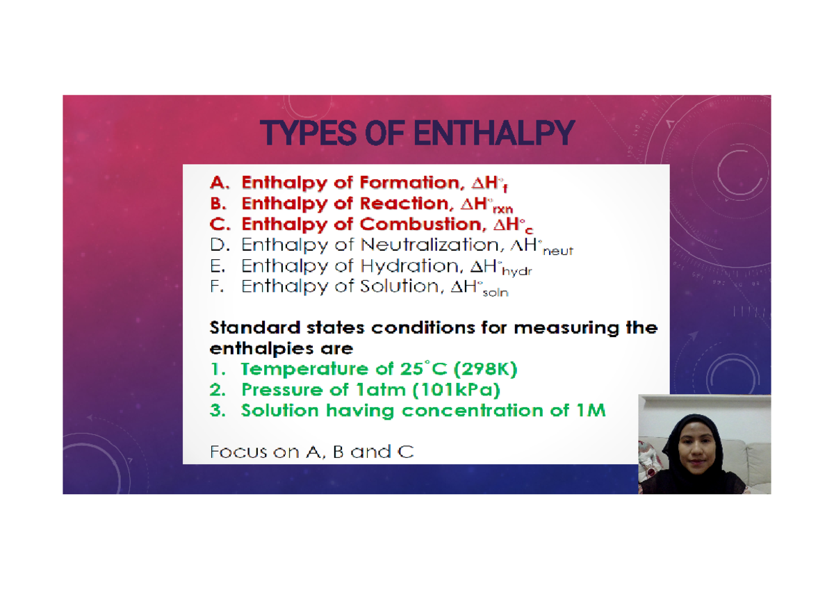 CHM271 Chapter 2 (PART 2) - TYPES OF ENTHALPY Standard Enthalpy of ...