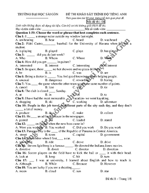 Đề 8 - adfgf - TRƯỜNG ĐẠI HỌC SÀI GÒN ĐỀ THI KHẢO SÁT TRÌNH ĐỘ TIẾNG ...