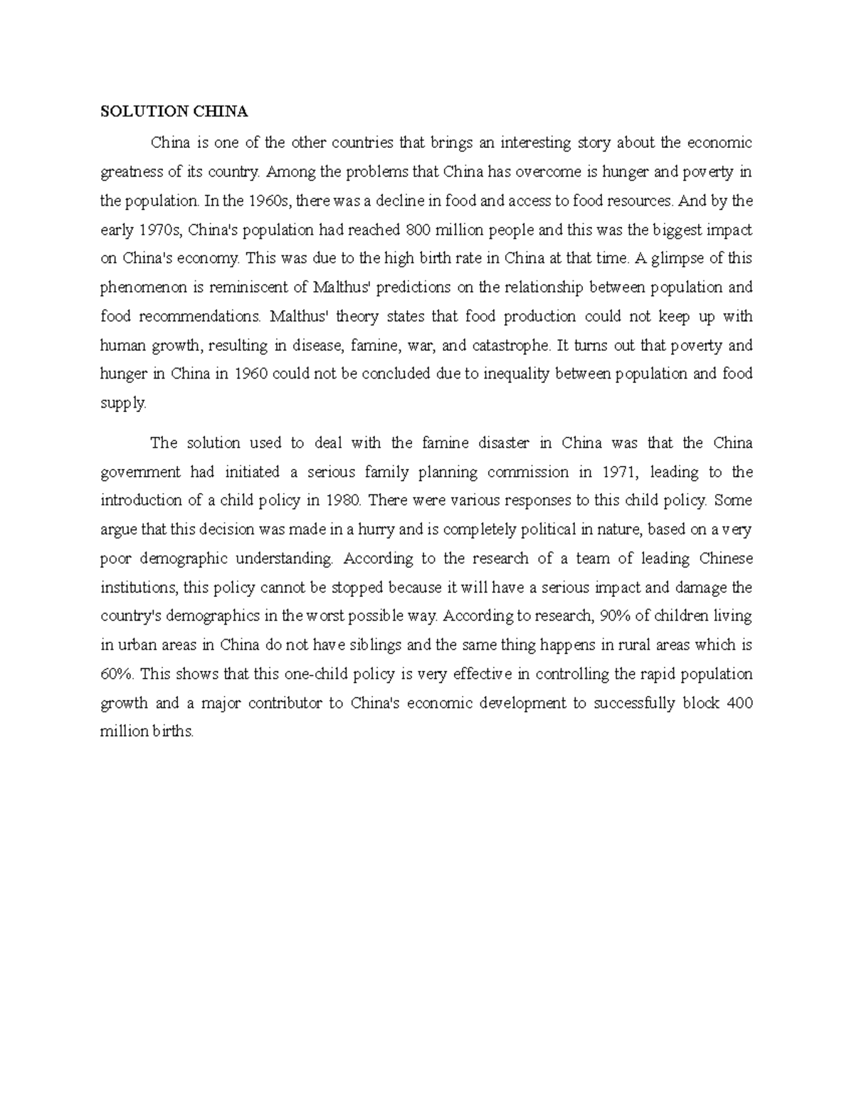 Solution China - hope it helps you - SOLUTION CHINA China is one of the ...