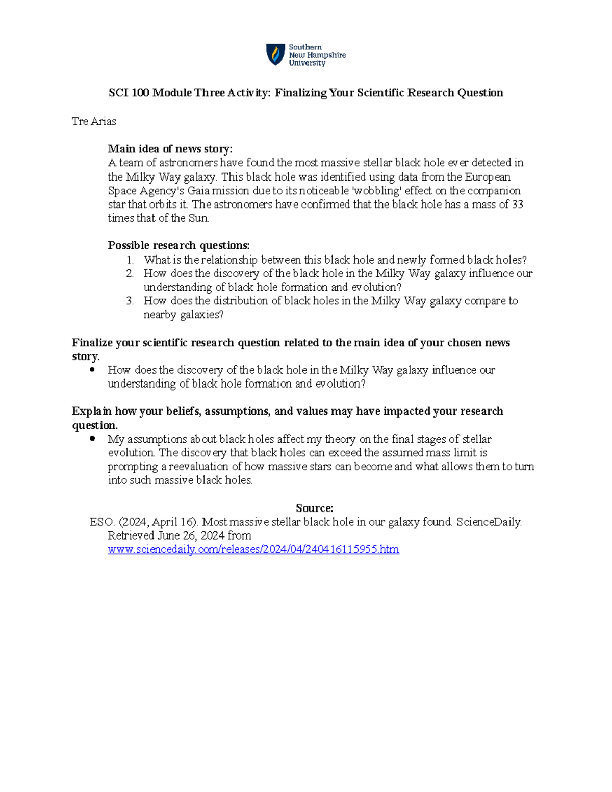 SCI 100 Module Three Activity Template - SCI 100 Module Three Activity ...