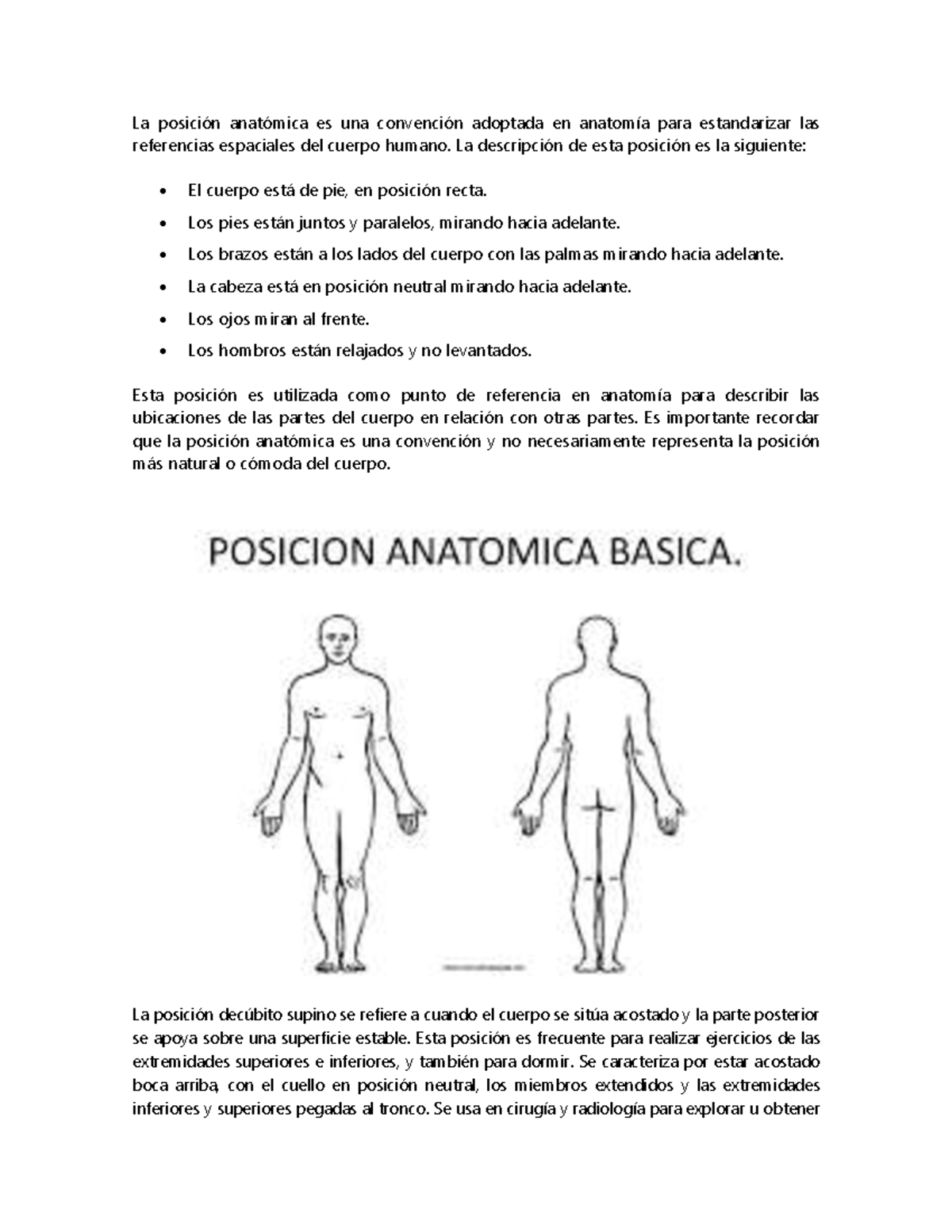 Clinica - es un resumen de posiciones anatomicas - La posición ...