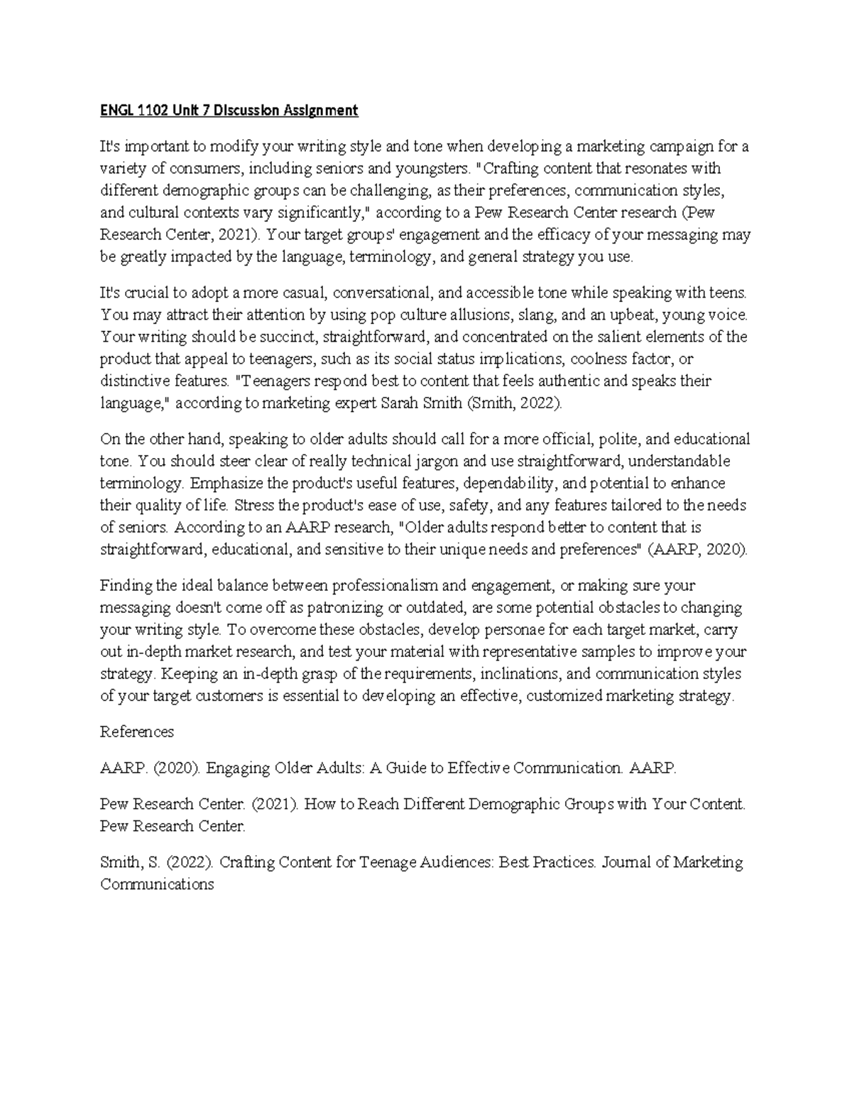 ENGL 1102 Unit 7 Discussion Assignment - ENGL 1102 Unit 7 Discussion Assignment It's important ...