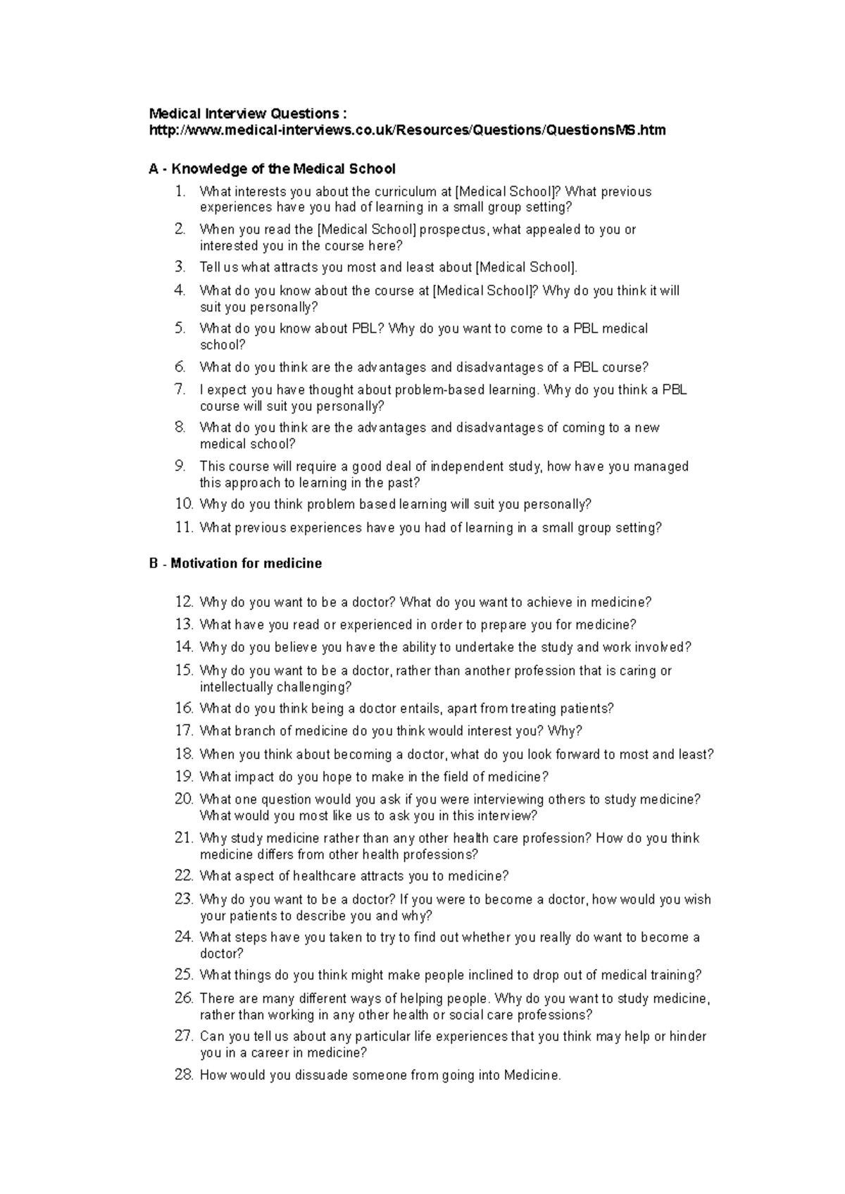 Medical Interview Questions - co/Resources/Questions/QuestionsMS.htm A ...