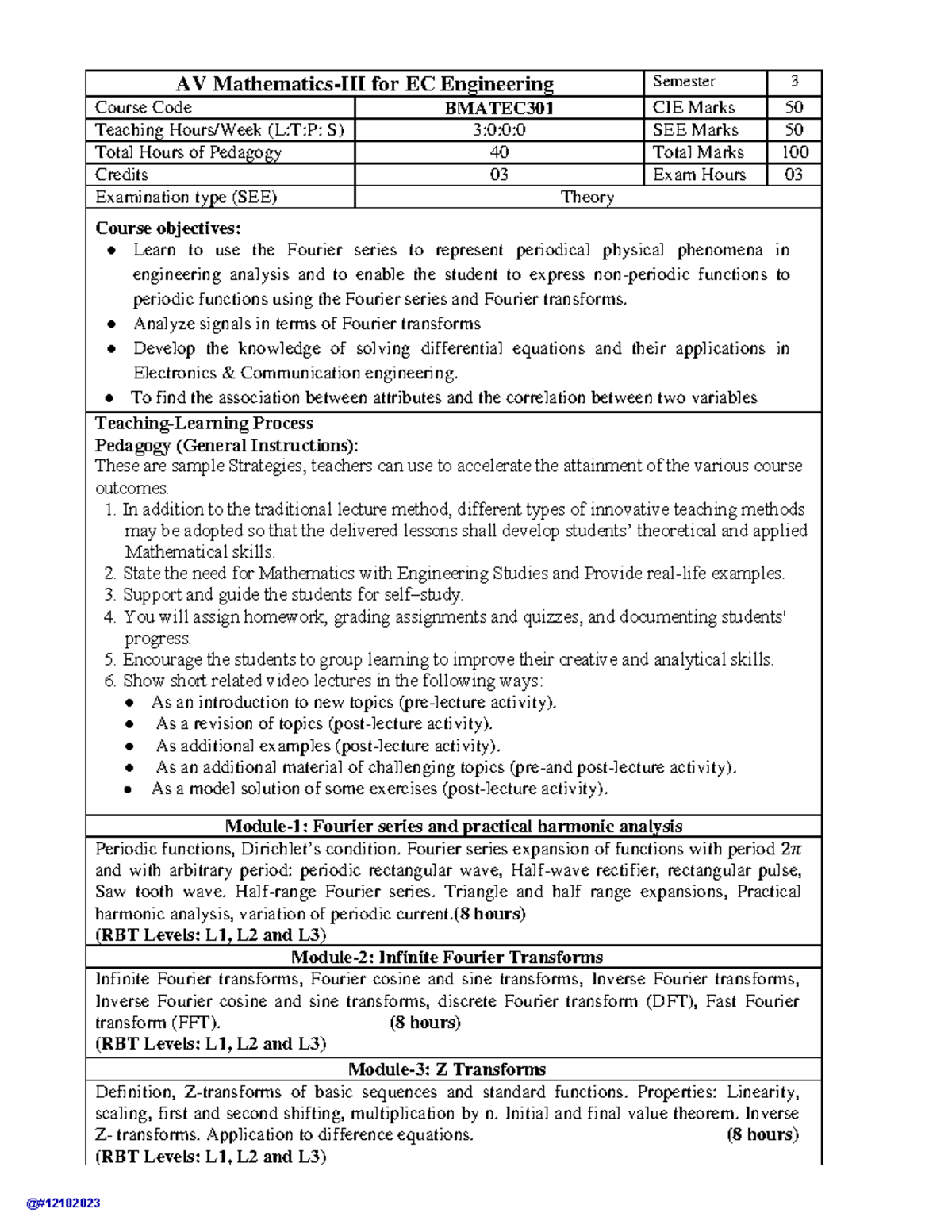 ECE syllabus- 3rd and 4th semester - AV Mathematics-III for EC ...
