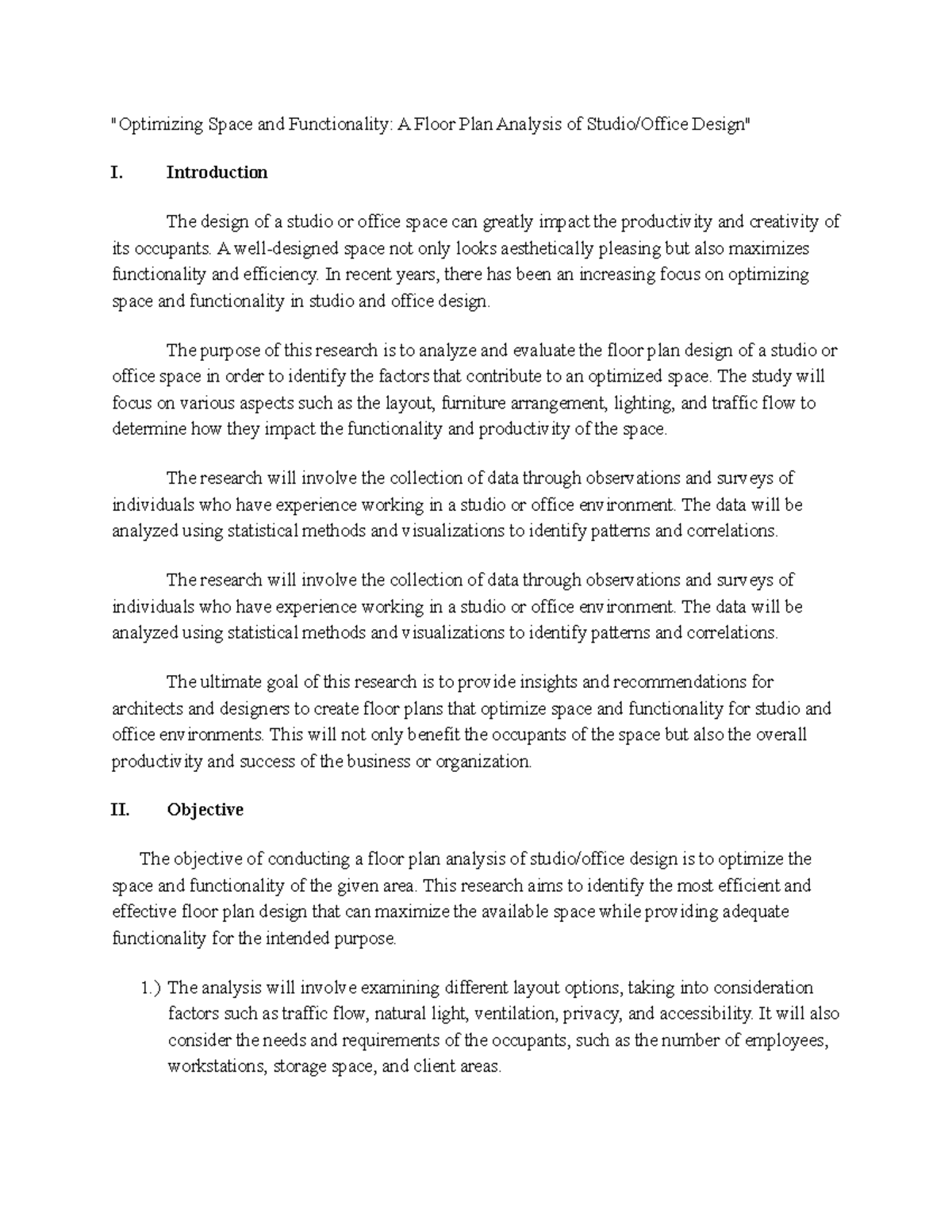 TOA 2 Research Paper - "Optimizing Space and Functionality: A Floor ...
