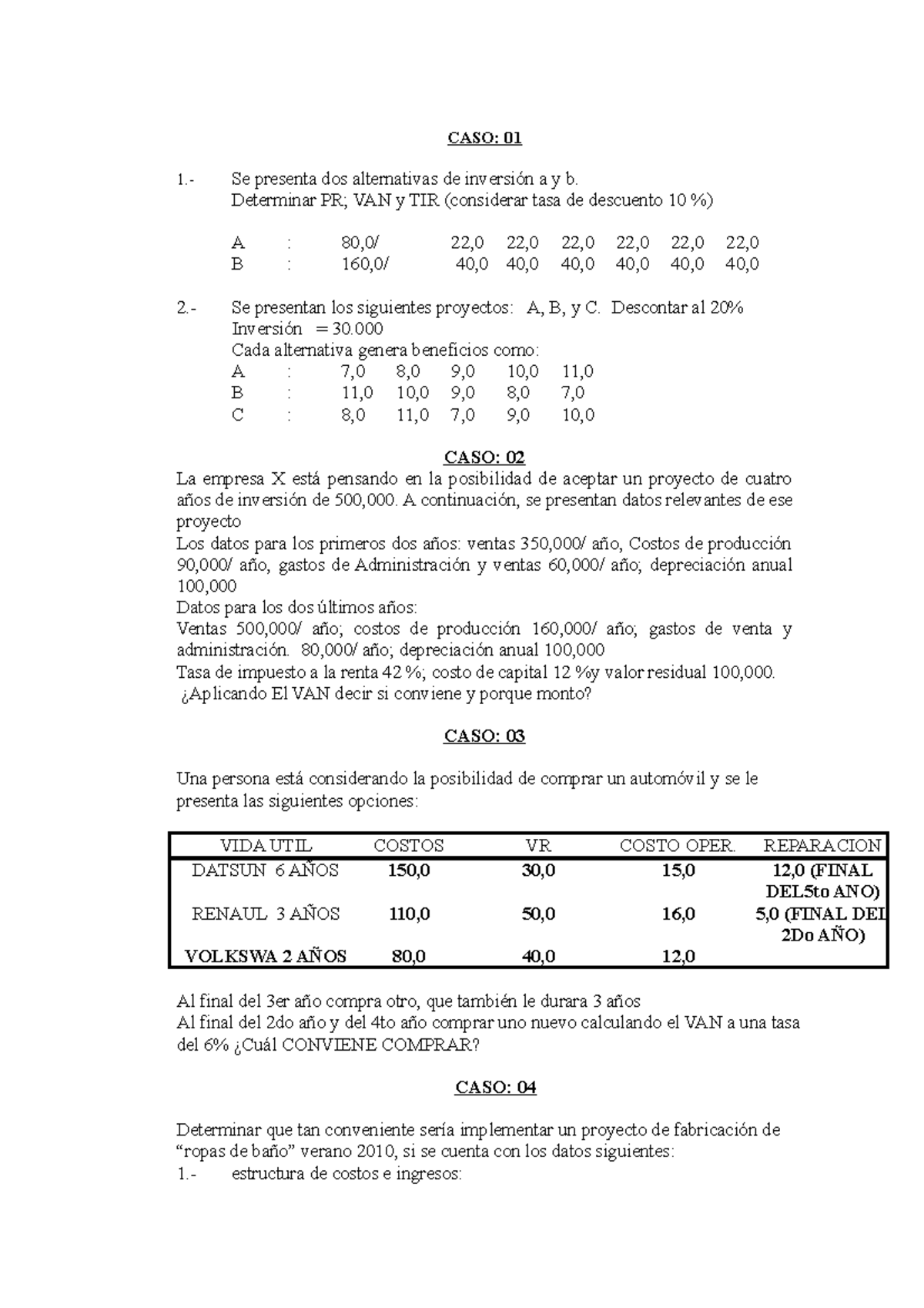 Proyectos - Practica dirigida de evaluacion 2009-II - CASO: 01 1.- Se ...