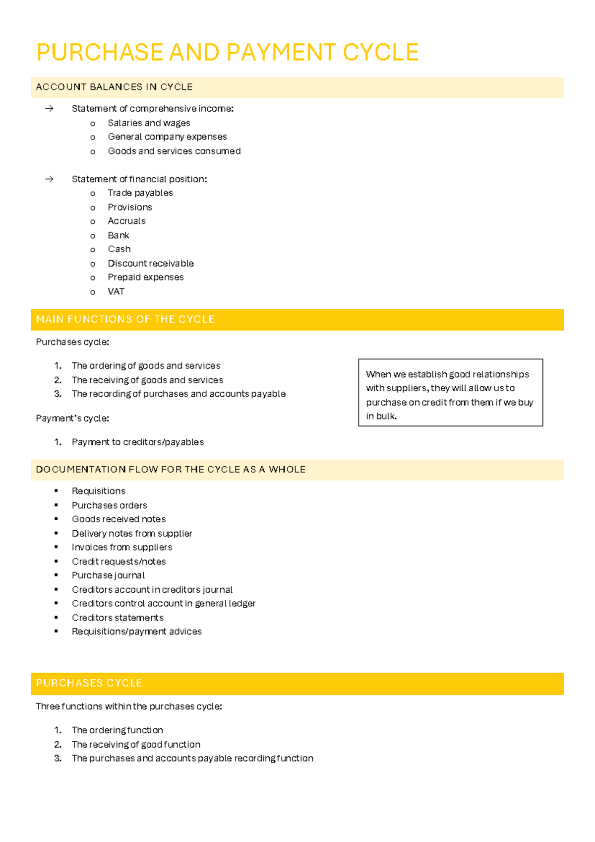 Purchase and payment cycle - PURCHASE AND PAYMENT CYCLE ACCOUNT ...