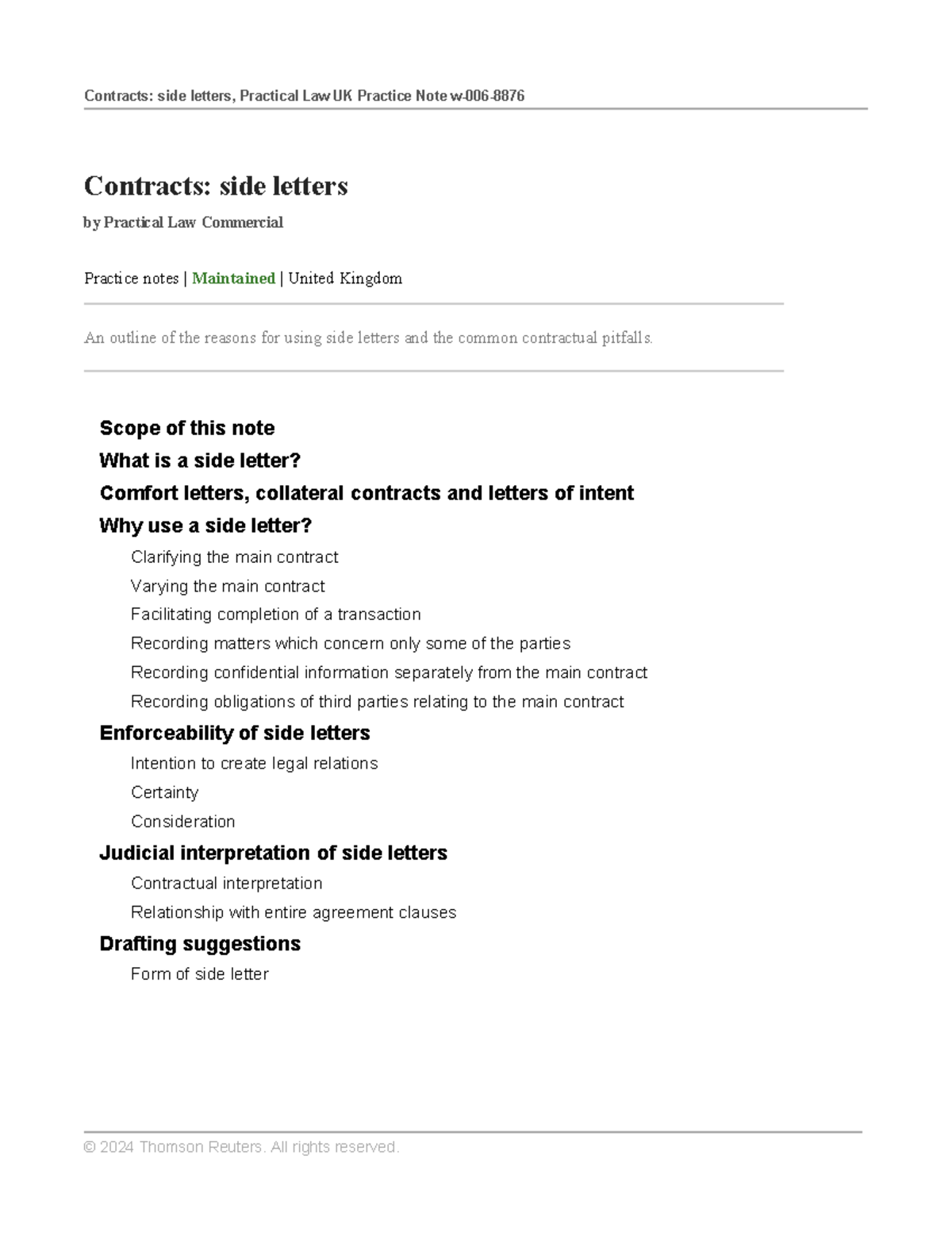 Contracts side letters - Scope of this note What is a side letter ...
