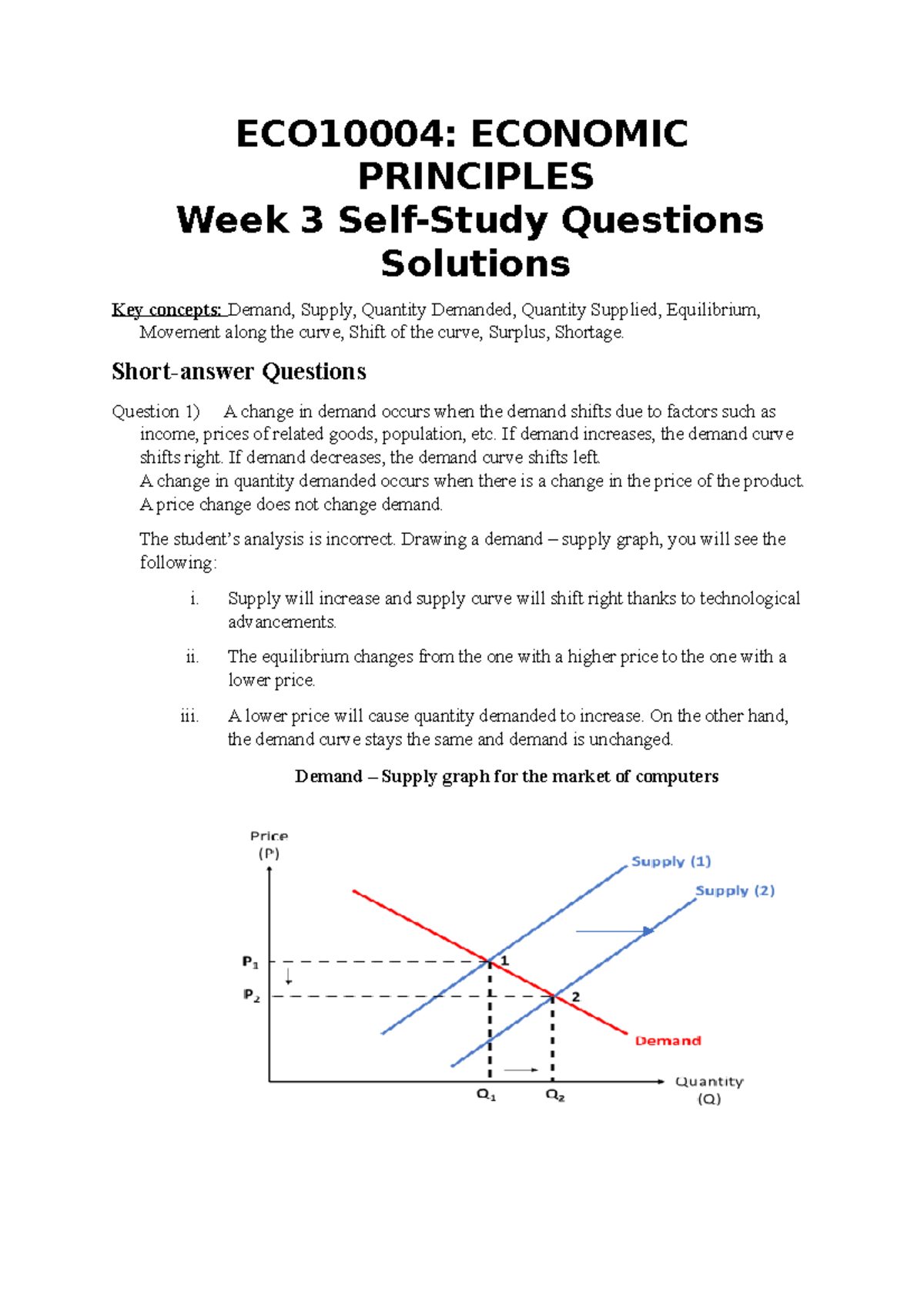Week 3 Self-study Questions Solutions - ECO10004: ECONOMIC PRINCIPLES ...