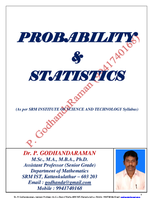 Mcq rev - mcq for all the 5 unit - 1 15 MA 301 – Probability ...