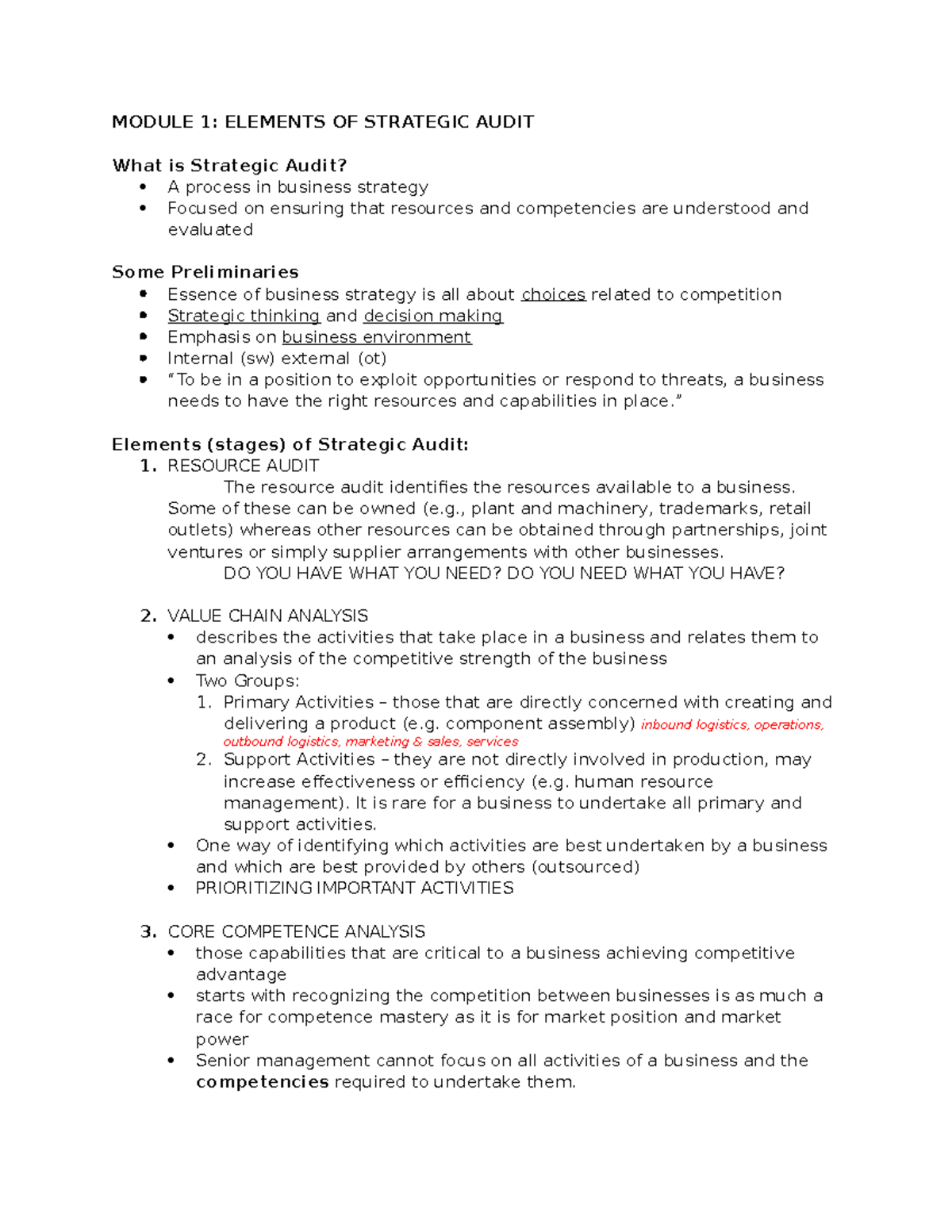 1 - start - MODULE 1: ELEMENTS OF STRATEGIC AUDIT What is Strategic ...