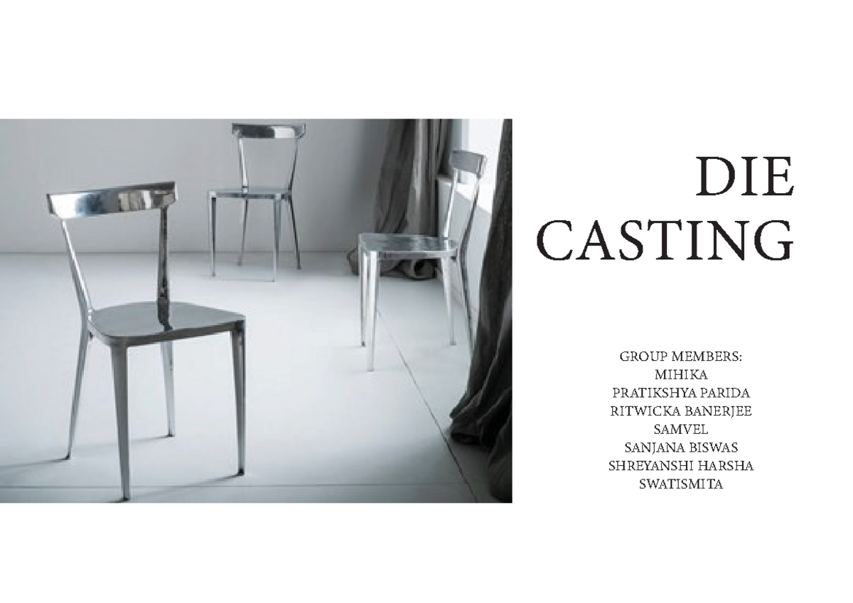 Diecasting - This pdf contains about die casting, materials used, advantages and disadvantages ...