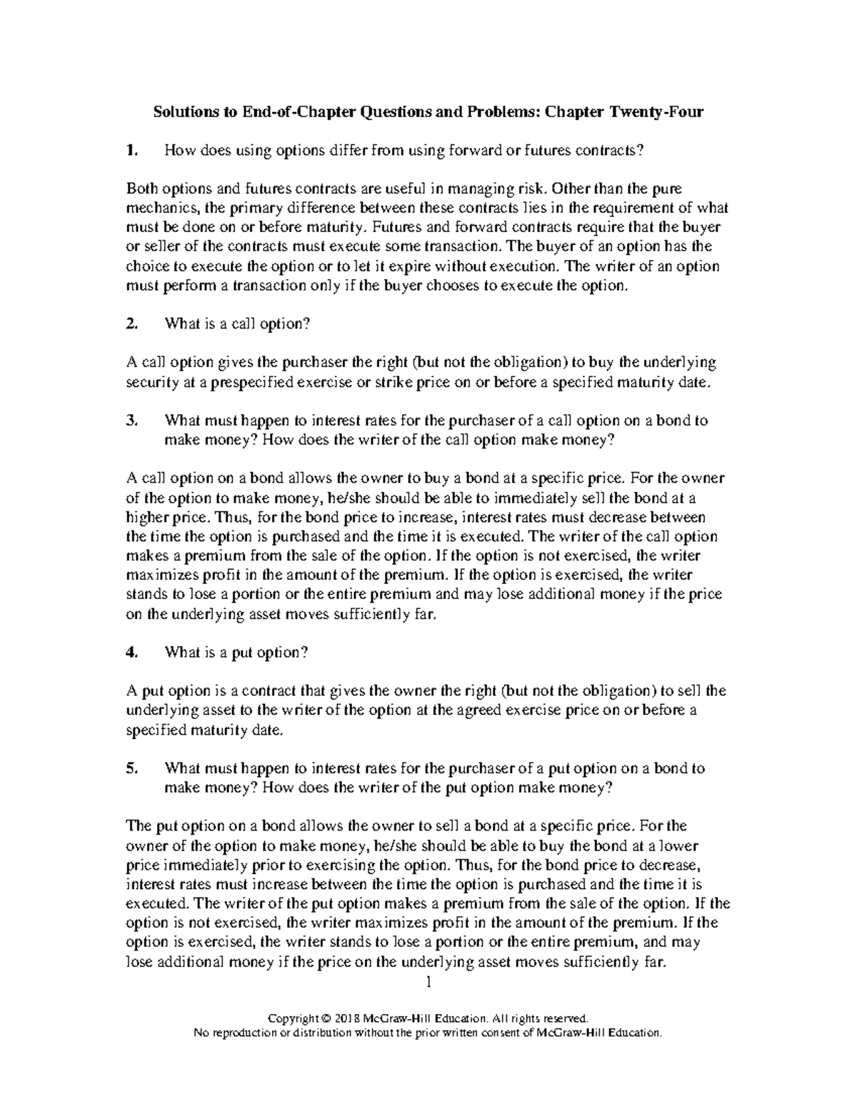 Exercises Chapter 24 - 1 Copyright © 2018 McGraw-Hill Education. All ...