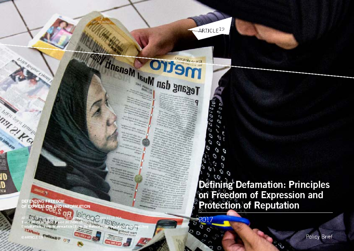 Defamation Principles (online) - Defining Defamation: Principles on ...