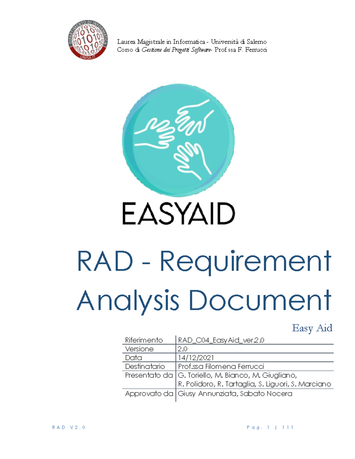 2021 RAD C4 Easy Aid Annunziata-Nocera V2 - Corso di Gestione dei ...