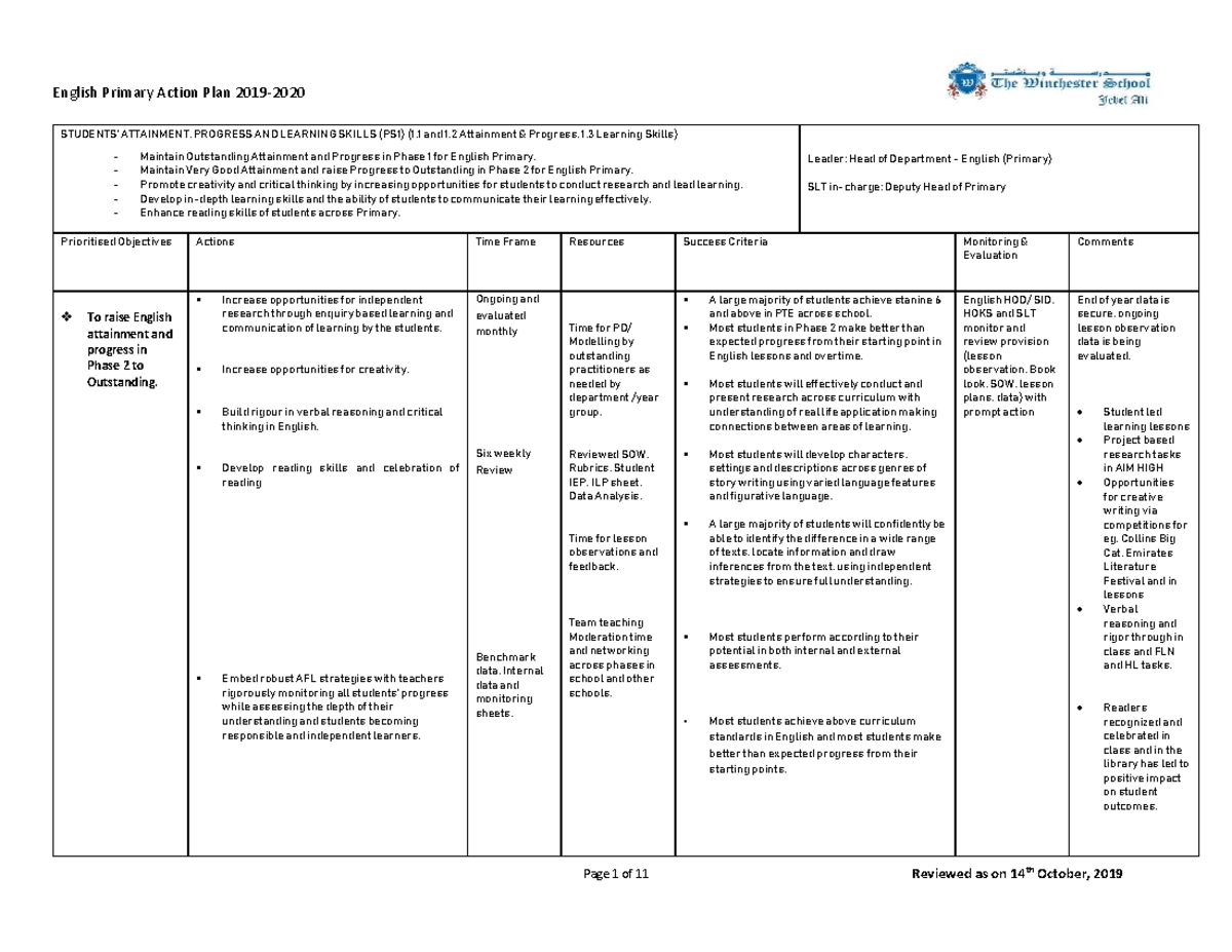 Win nap-pri english 2019-20 - STUDENTSí ATTAINMENT, PROGRESS AND ...